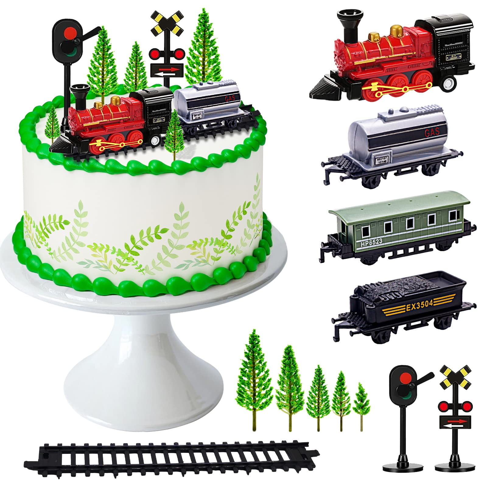 MEMOVAN Train Cake Toppers 13pcs Train Cake Decorations Mini Trains Toy ...