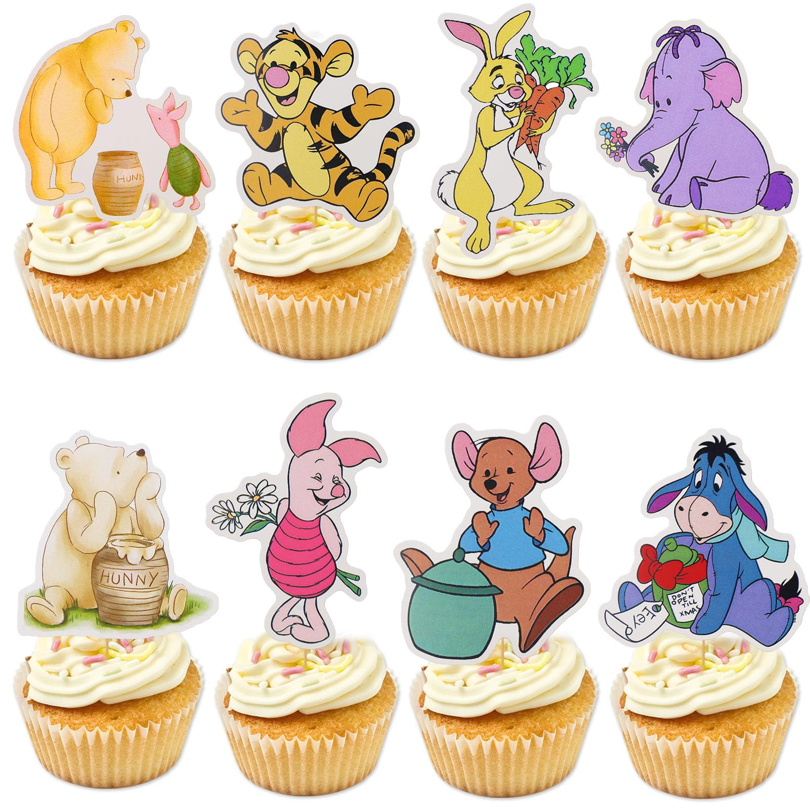 MEMOVAN Winnie CupcakeTRDN Toppers 48pcs Classic the Pooh Cupcake Picks Winnie Cake Topper ...