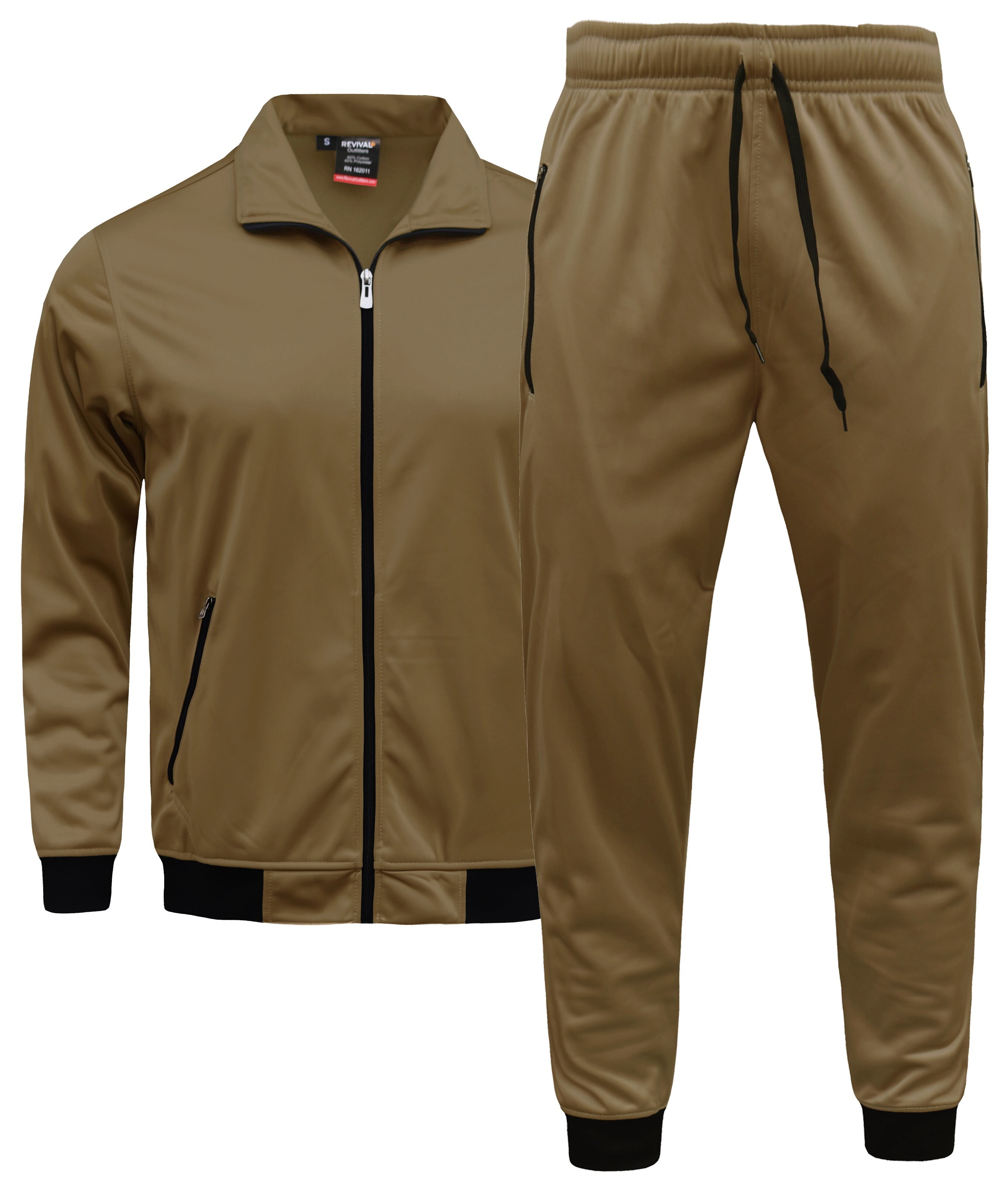 MEN 2 PIECE CLASSIC SOLID JOGGER TRACK JACKET & PANTS TRACKSUIT W ...