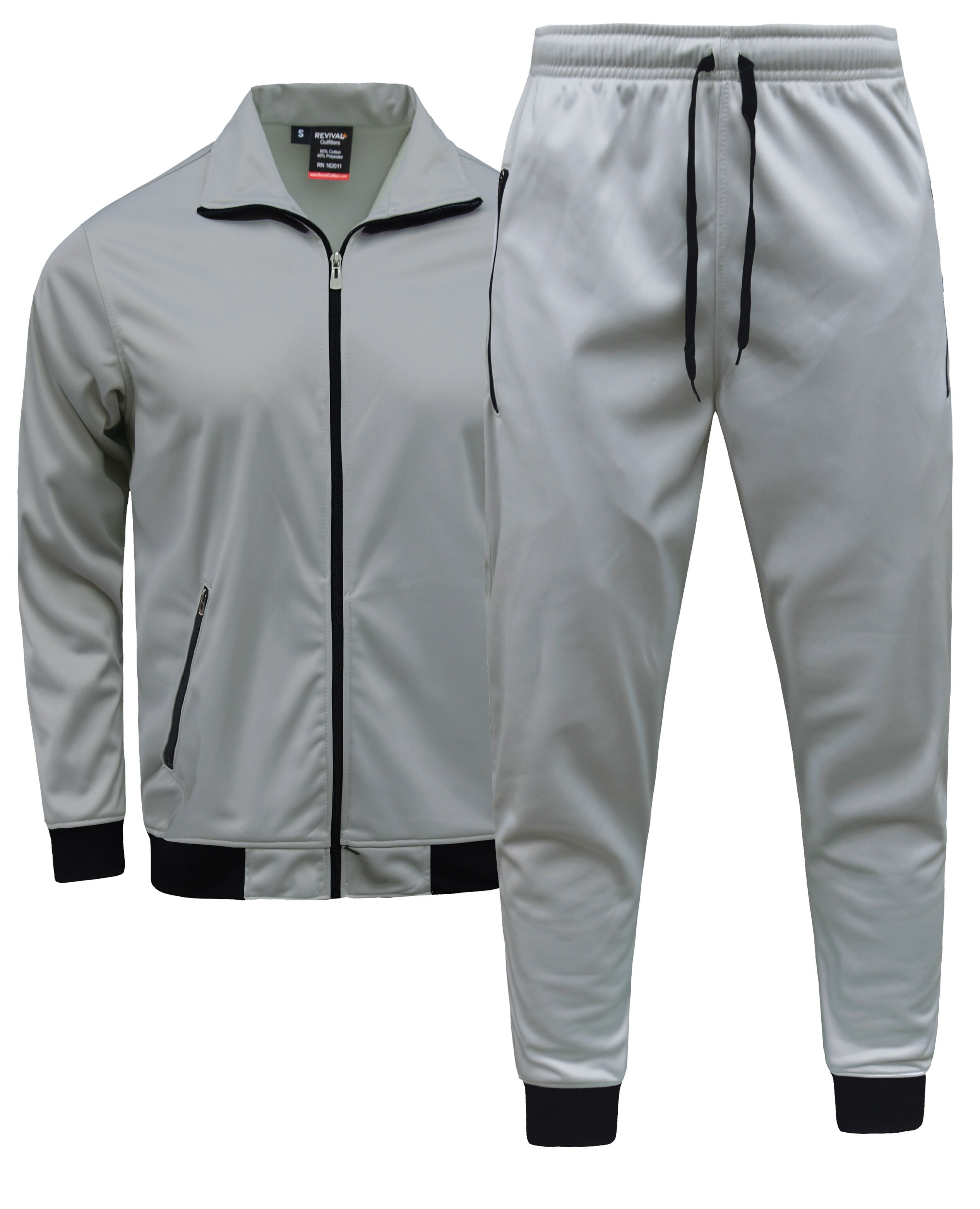 MEN 2 PIECE CLASSIC SOLID JOGGER TRACK JACKET & PANTS TRACKSUIT W ...