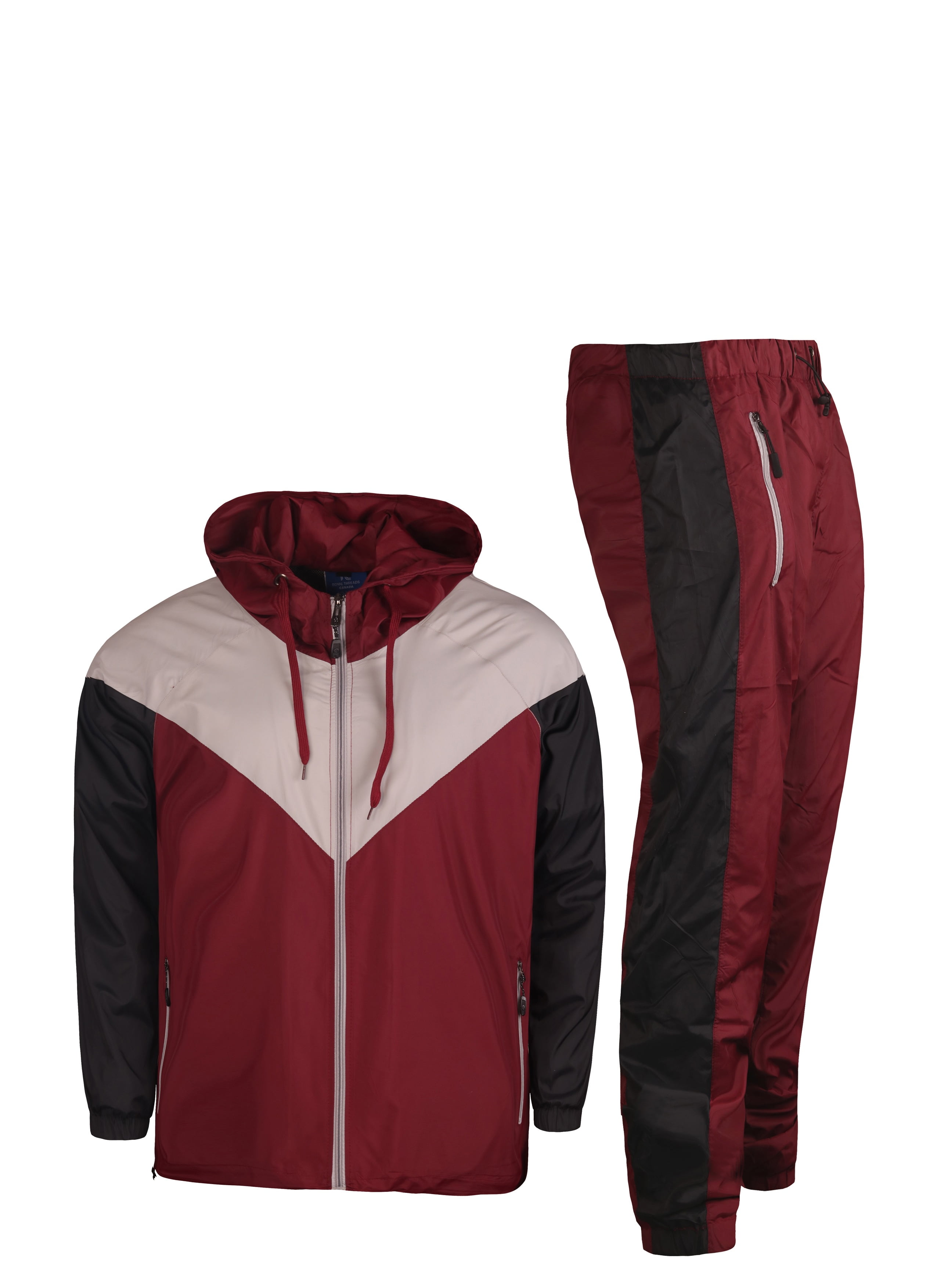 MEN'S 2 PIECE CLASSIC COLORBLOCK JOGGER MESH WINDBREAKER W/DRAWSTRINGS ...