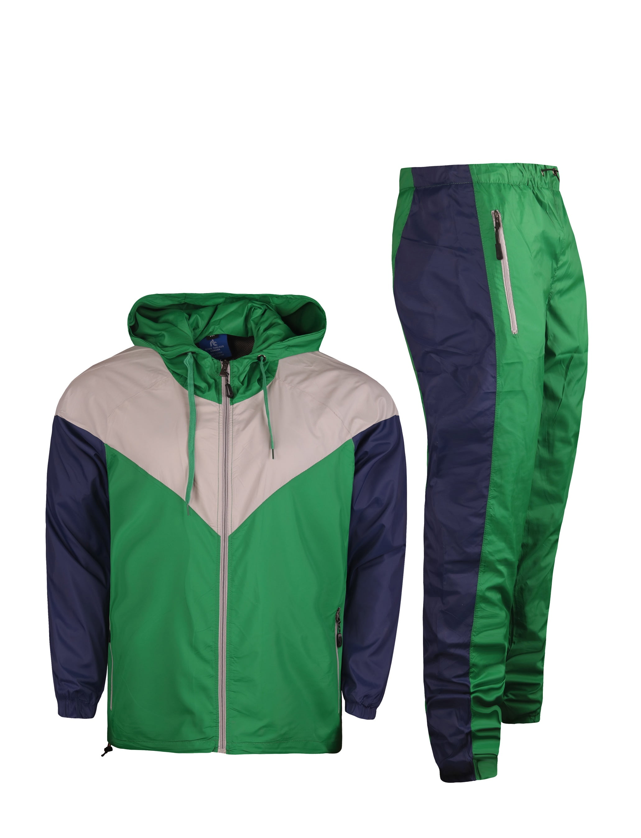 MEN'S 2 PIECE CLASSIC COLORBLOCK JOGGER MESH WINDBREAKER W/DRAWSTRINGS ...