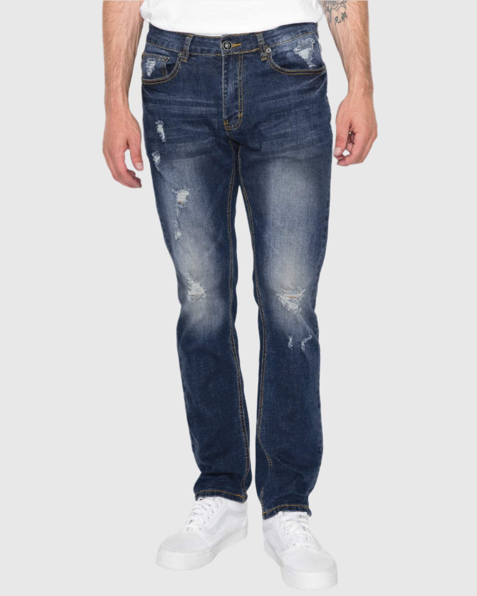MEN'S CAYENNE RIPPED SLIM FIT JEANS - Walmart.com