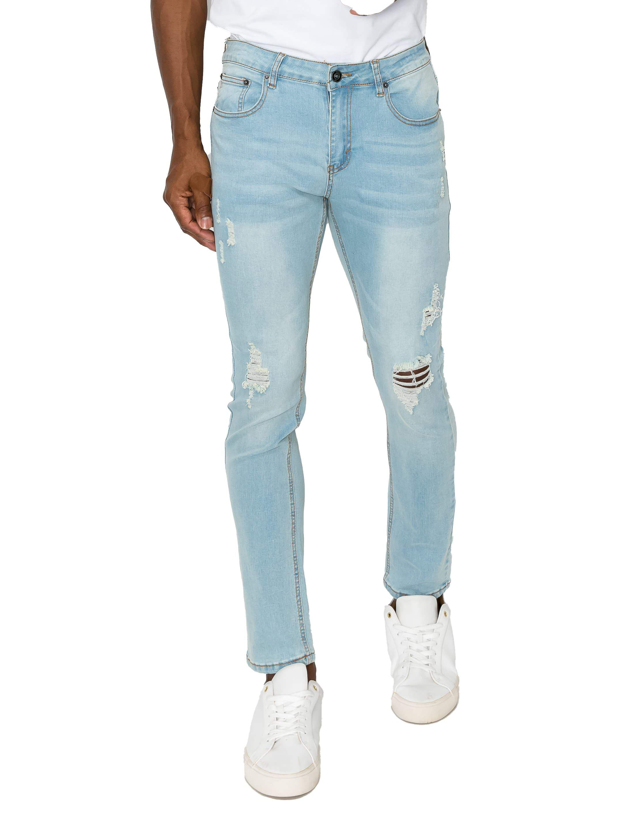 MEN'S CLAW RIPPED SKINNY FIT JEANS - Walmart.com