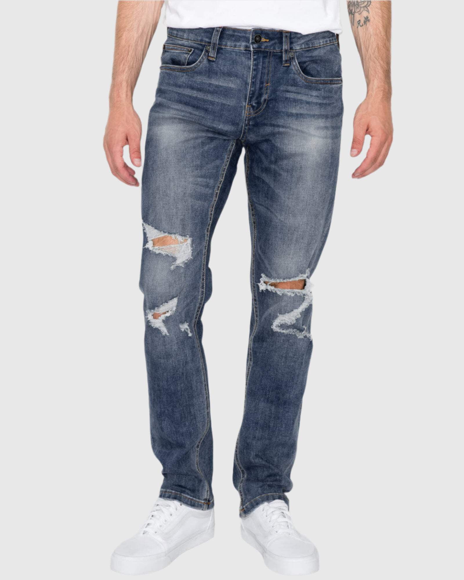 MEN'S CLAW RIPPED SKINNY FIT JEANS - Walmart.com