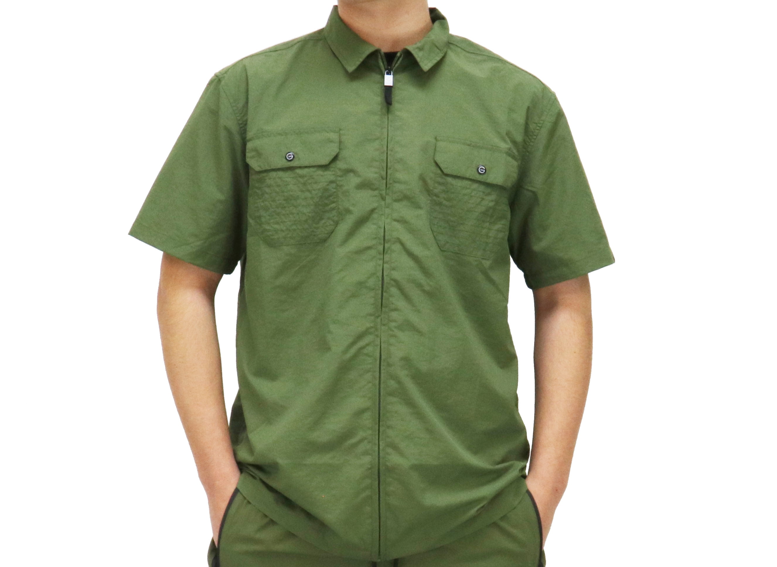MEN'S FULL ZIP WOVEN SHIRT W/ TWO CHEST POCKETS & FLAPS AND SNAP ...