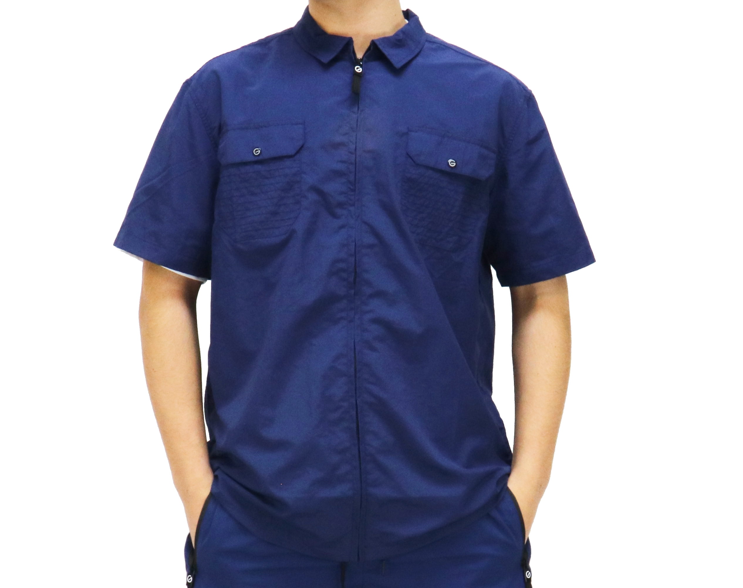 MEN'S FULL ZIP WOVEN SHIRT W/ TWO CHEST POCKETS & FLAPS AND SNAP ...