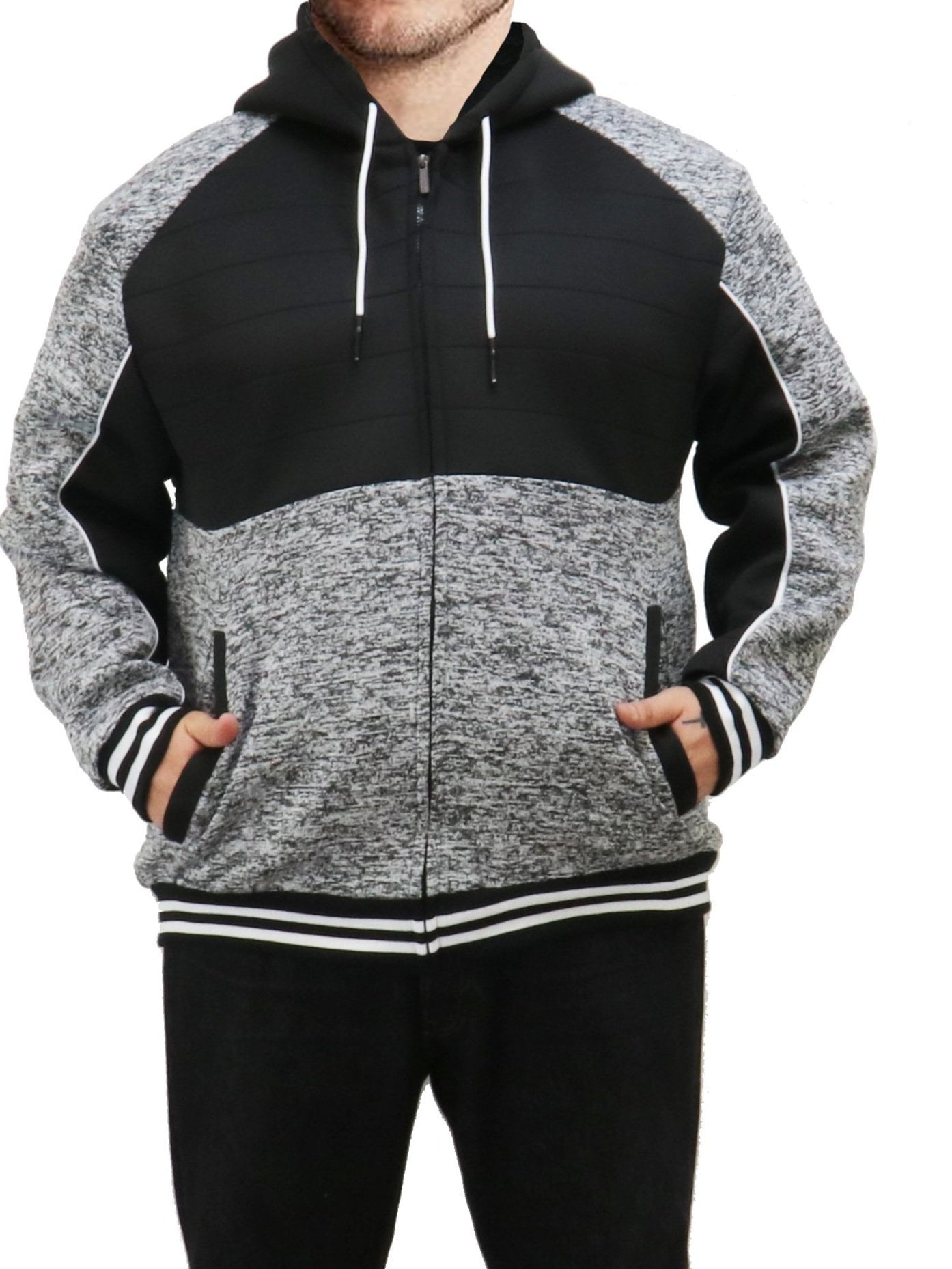 MEN'S JACKET WITH HOOD, NEOPRENE YOKE AND SHERPA LINING. FULL ZIP, PLUSH, WARM AND COZY ...