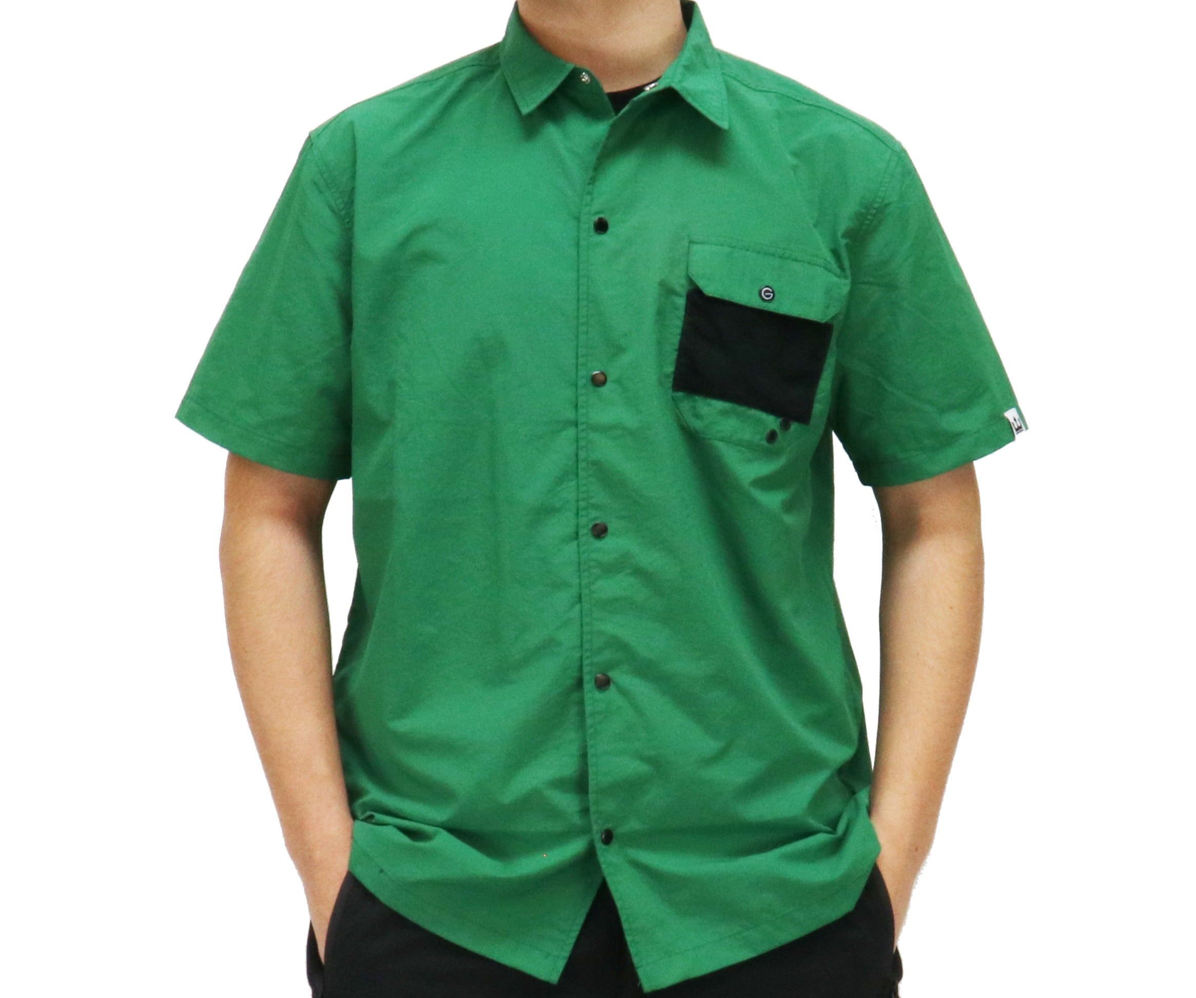 MEN'S NYLON TASLON WOVEN SHIRT W/ SNAP BUTTON, CHEST POCKET & MESH ...