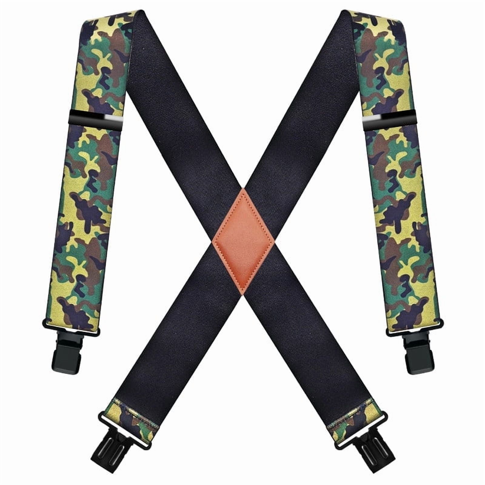 MENDENG Work Suspenders for Men Heavy Duty 2" Wide Sturdy Clips X-Back ...