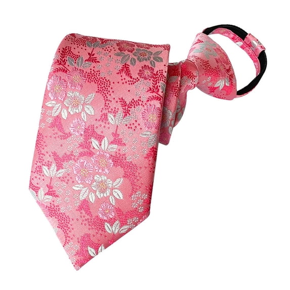MENDENG Zipper Tie for Men Adjustable Flower Print Woven Neckties for ...