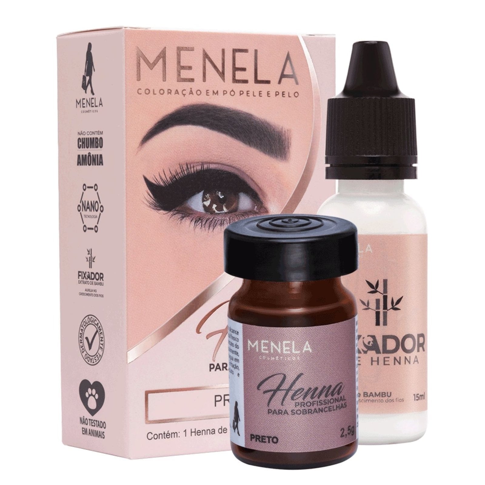 MENELA Eyebrow Henna Tint - Black Henna Brow Dye with Bamboo Extract ...