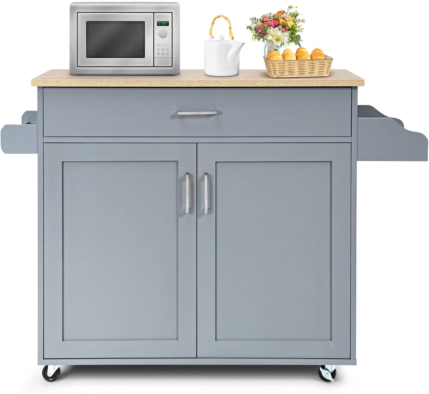 MENGGE Kitchen Island Rolling Cart on Wheels, Kitchen Storage Cart ...