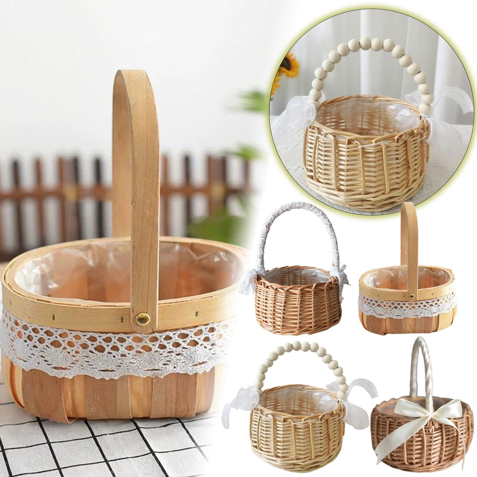 MENGYKE Petal Basket Candy Storage Basket,Wedding Flower Girl Basket ...