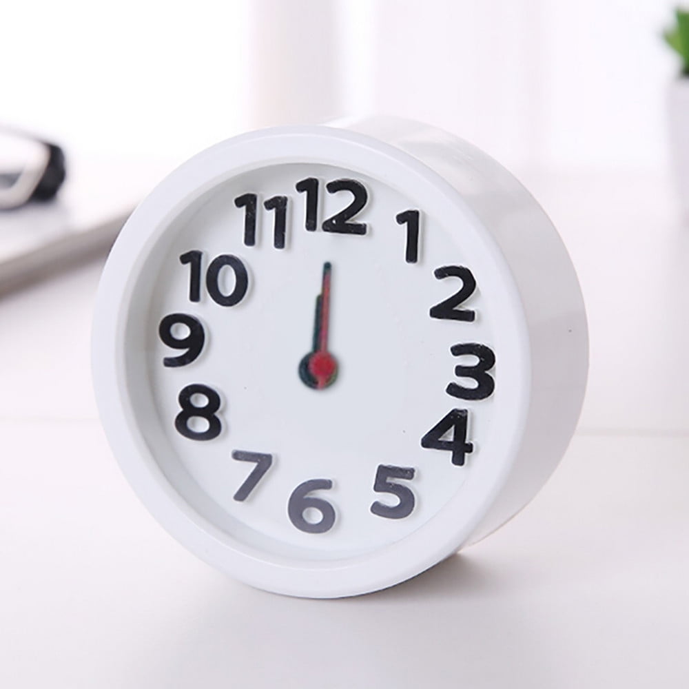MENGYKEY Circular Small Bed Compact Travel Quartz Beep Alarm Clock Cute ...