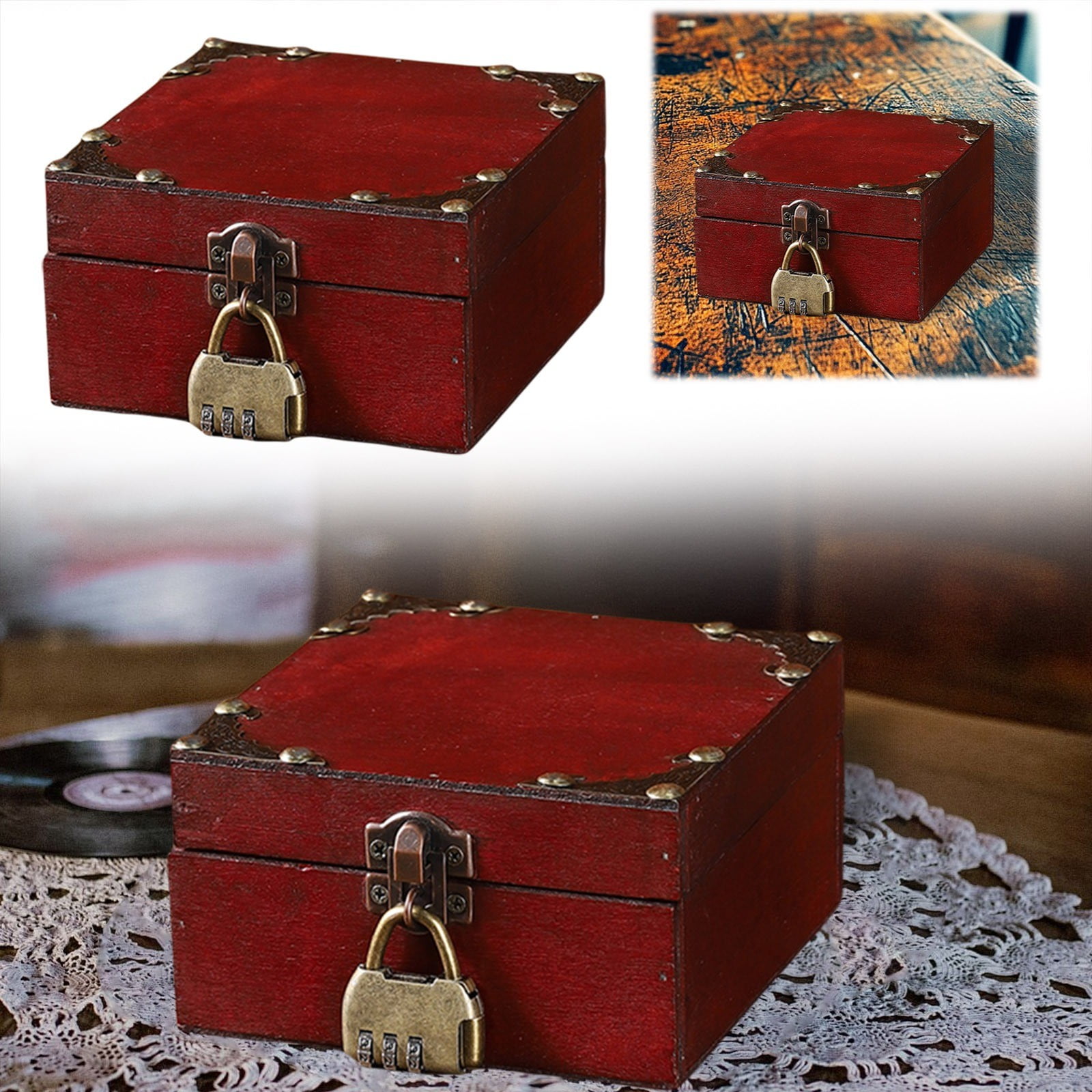 MENGYKEY Vintage Wooden Storage With Brass Lock Antique Chest For Home ...