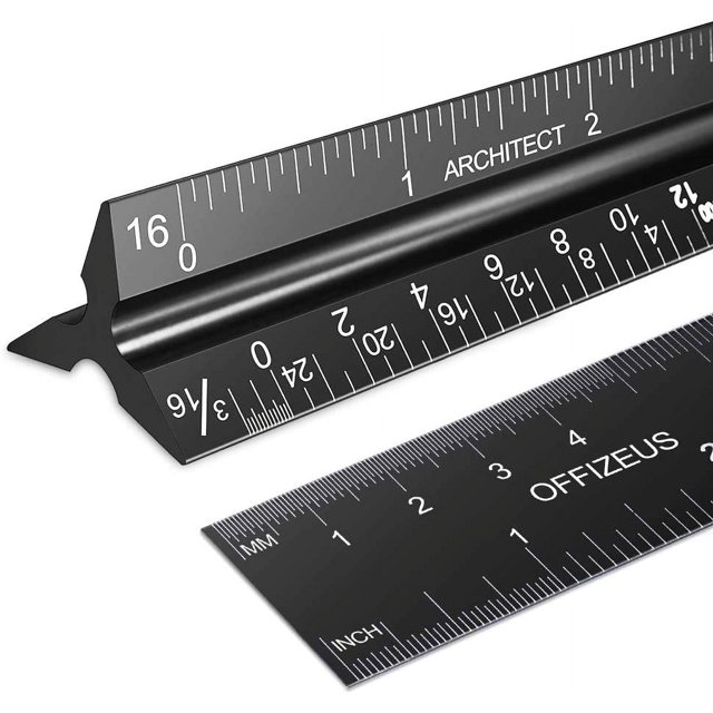 MENKEY Architectural Scale Ruler, Imperial Measurements 12'', Black ...