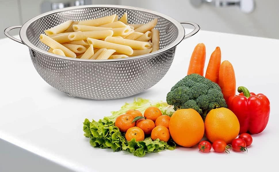 MENOVAS Colander with Handle Pasta Spaghetti Berry Fruit Vegetable ...