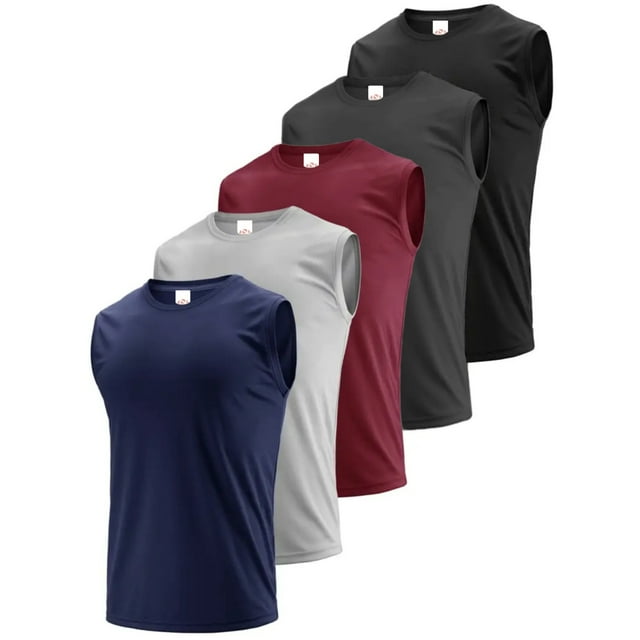 MANSENHUG Men's 5 Pack Tank Tops Sleeveless Workout Quick Drying Shirts ...