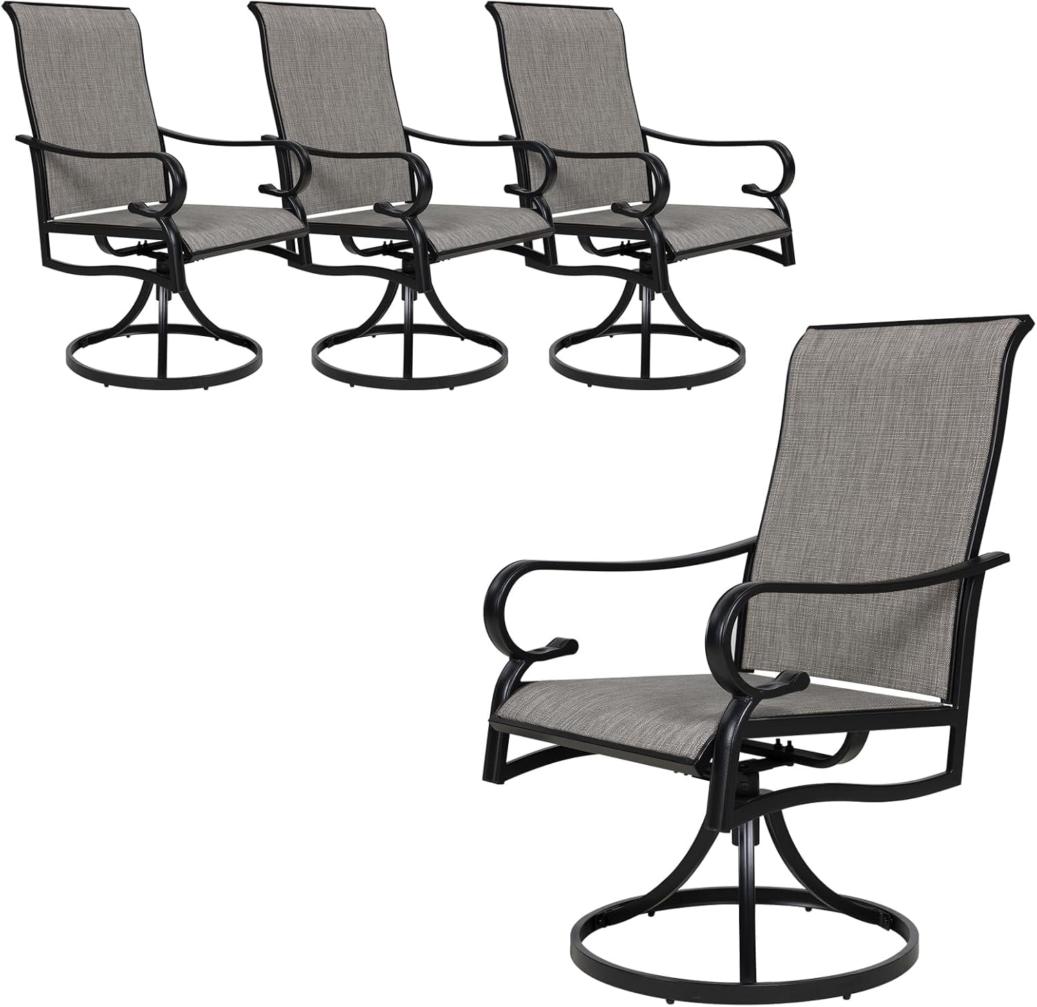 MEOOEM Patio Dining Chairs Set of 4, Outdoor Bistro Swivel High Back ...