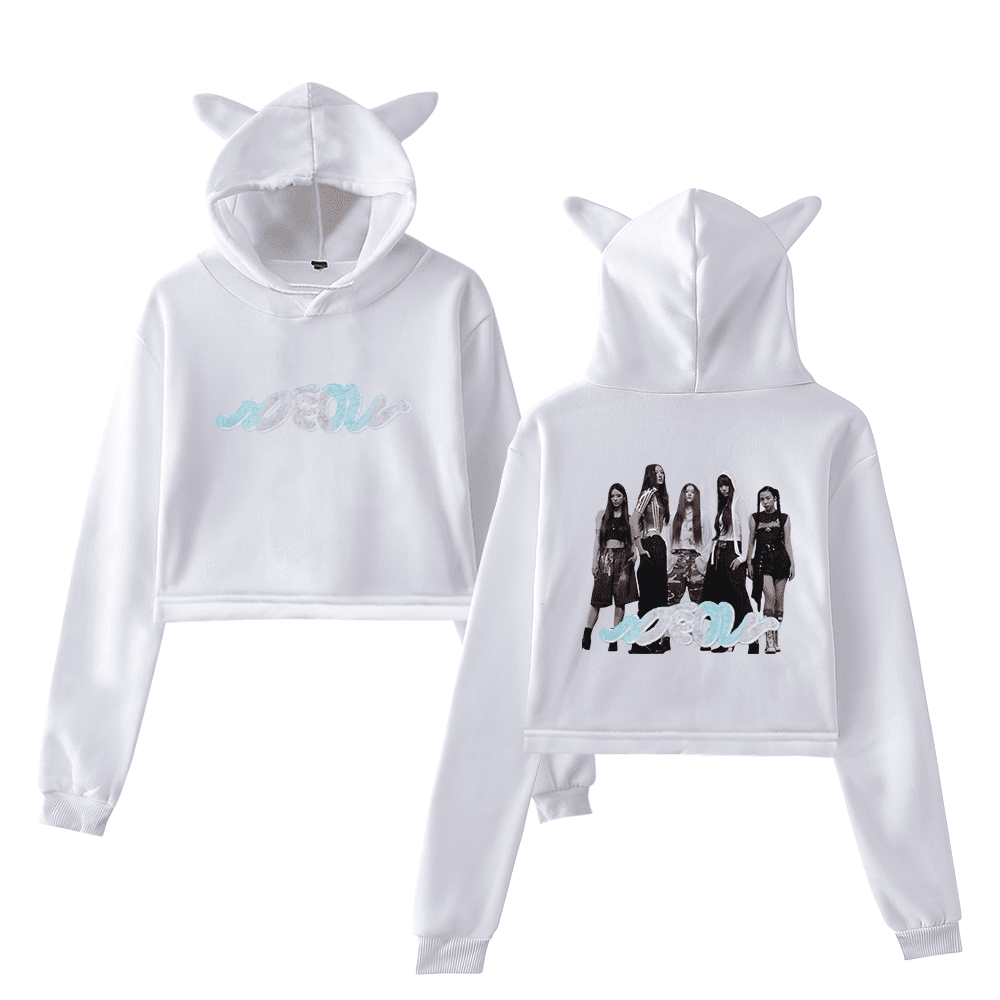 Merch MEOVV Logo Girl's Cute Cat Ear Cropped Pullover Hoodie Hooded ...