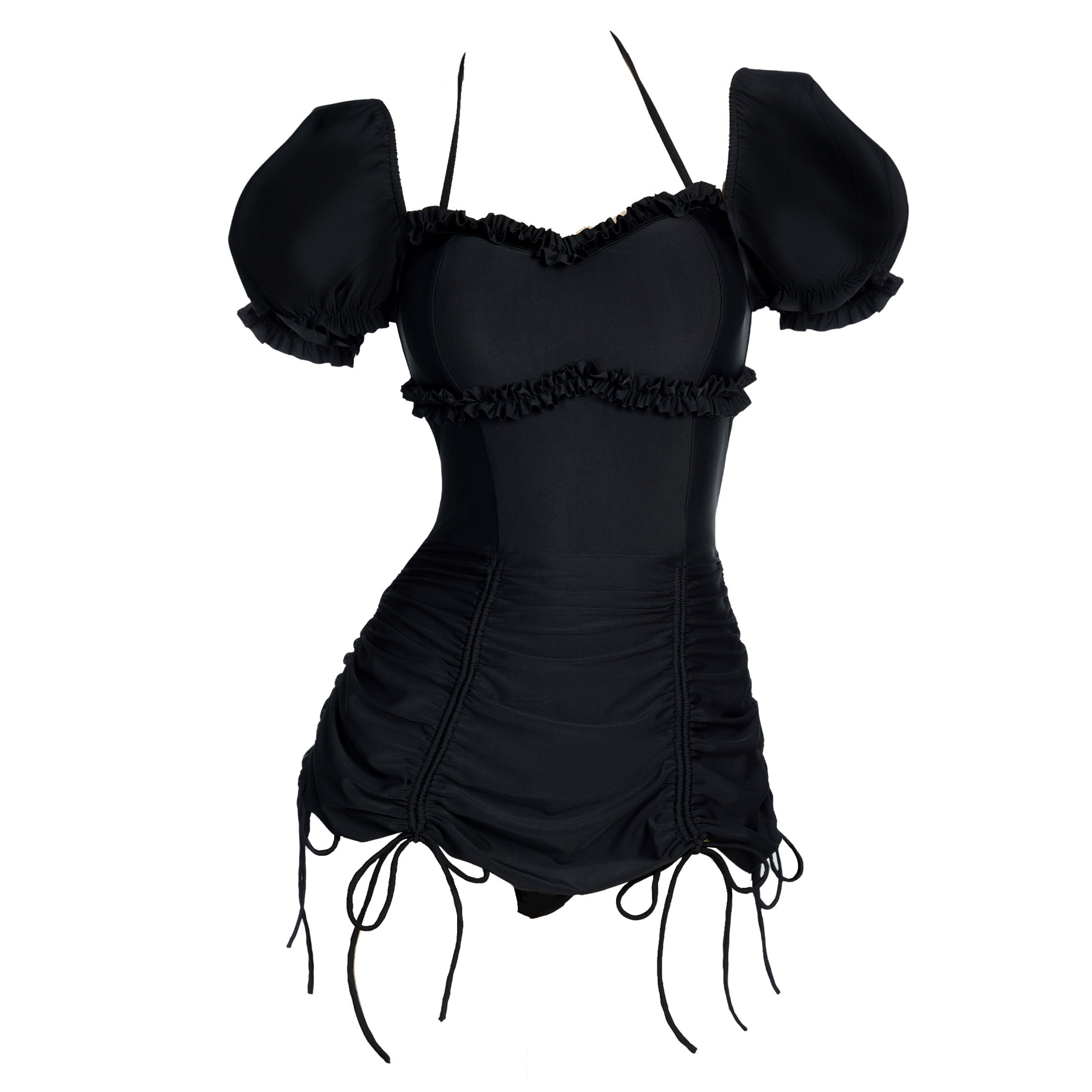 MEOWCOS Goth Swimsuit Sexy One Piece Swimsuit for Women Black Vintage ...