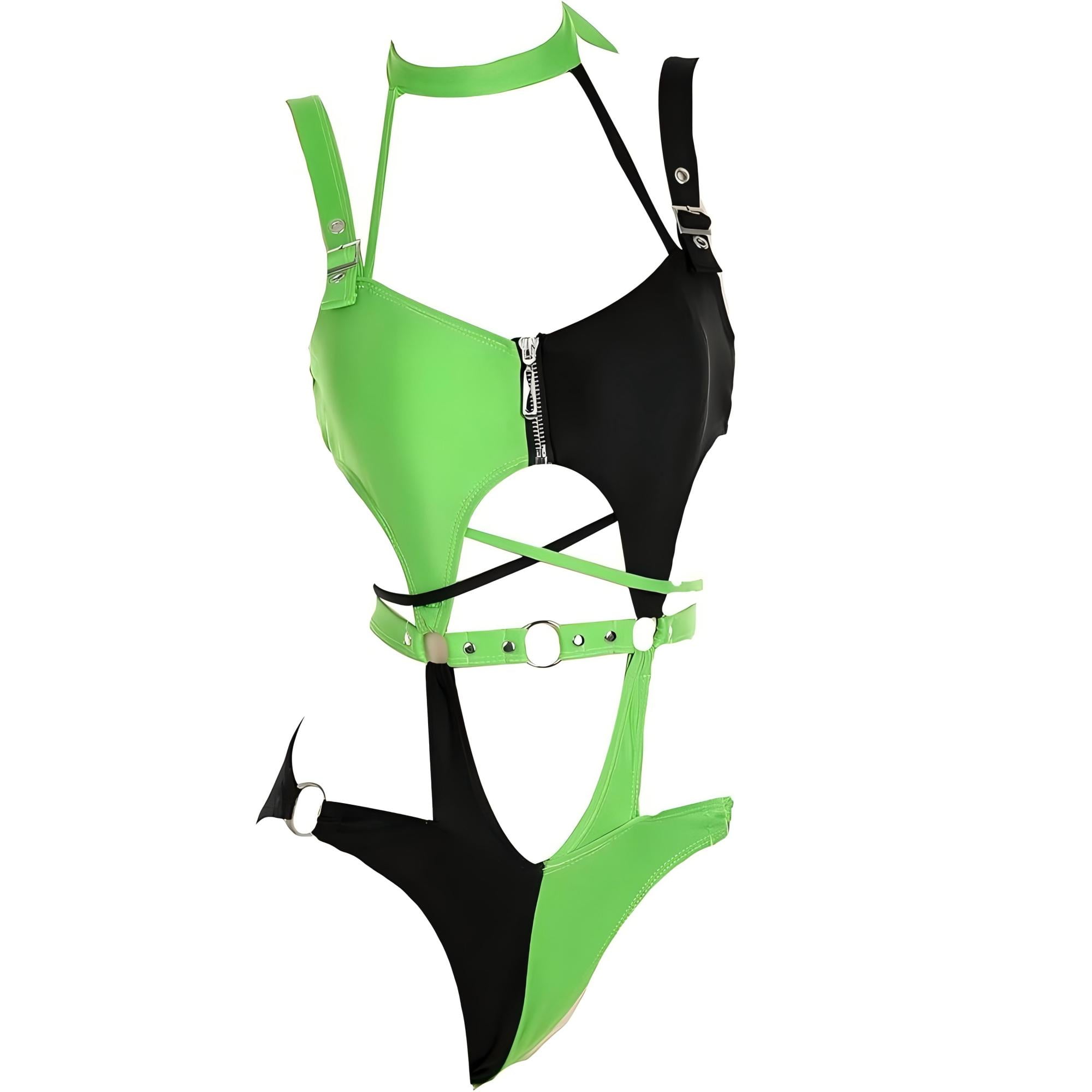 MEOWCOS One Piece Swimsuit for Women Gothic Bathing Suit with Green and ...