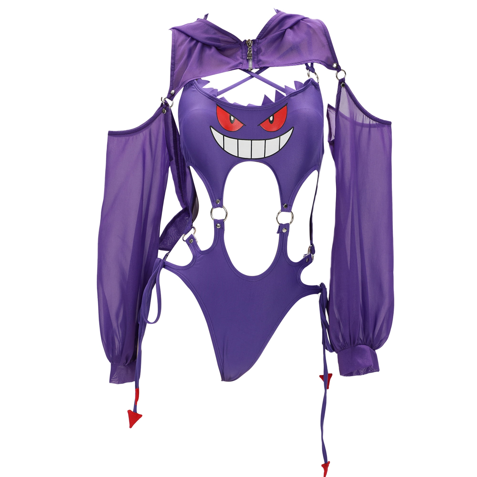 MEOWCOS PM Derivative One Piece Swimsuit for Women Purple Ghost Bathing ...