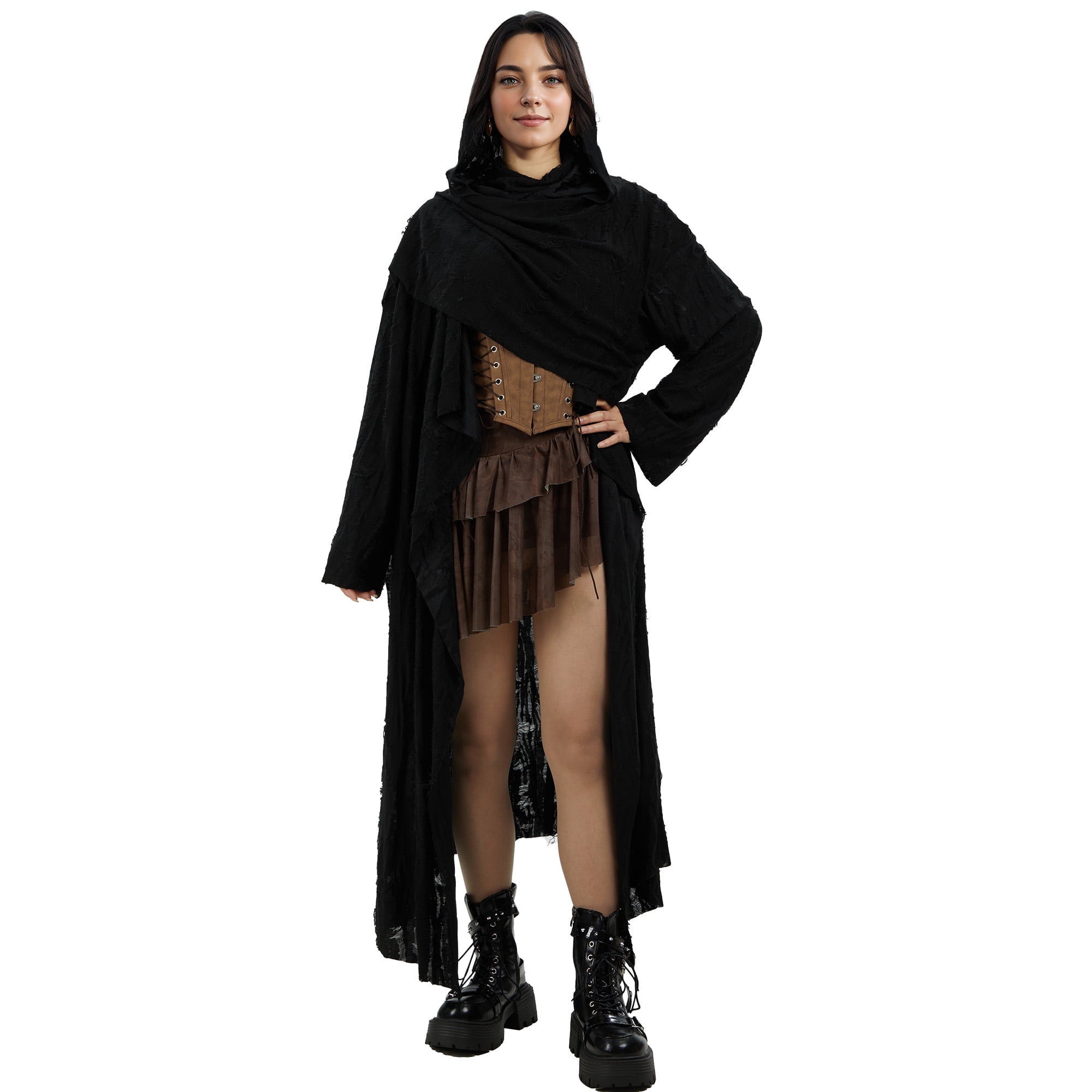 MEOWCOS Women Gothic Hooded Cloak Trench Coat Autumn and Winter long ...