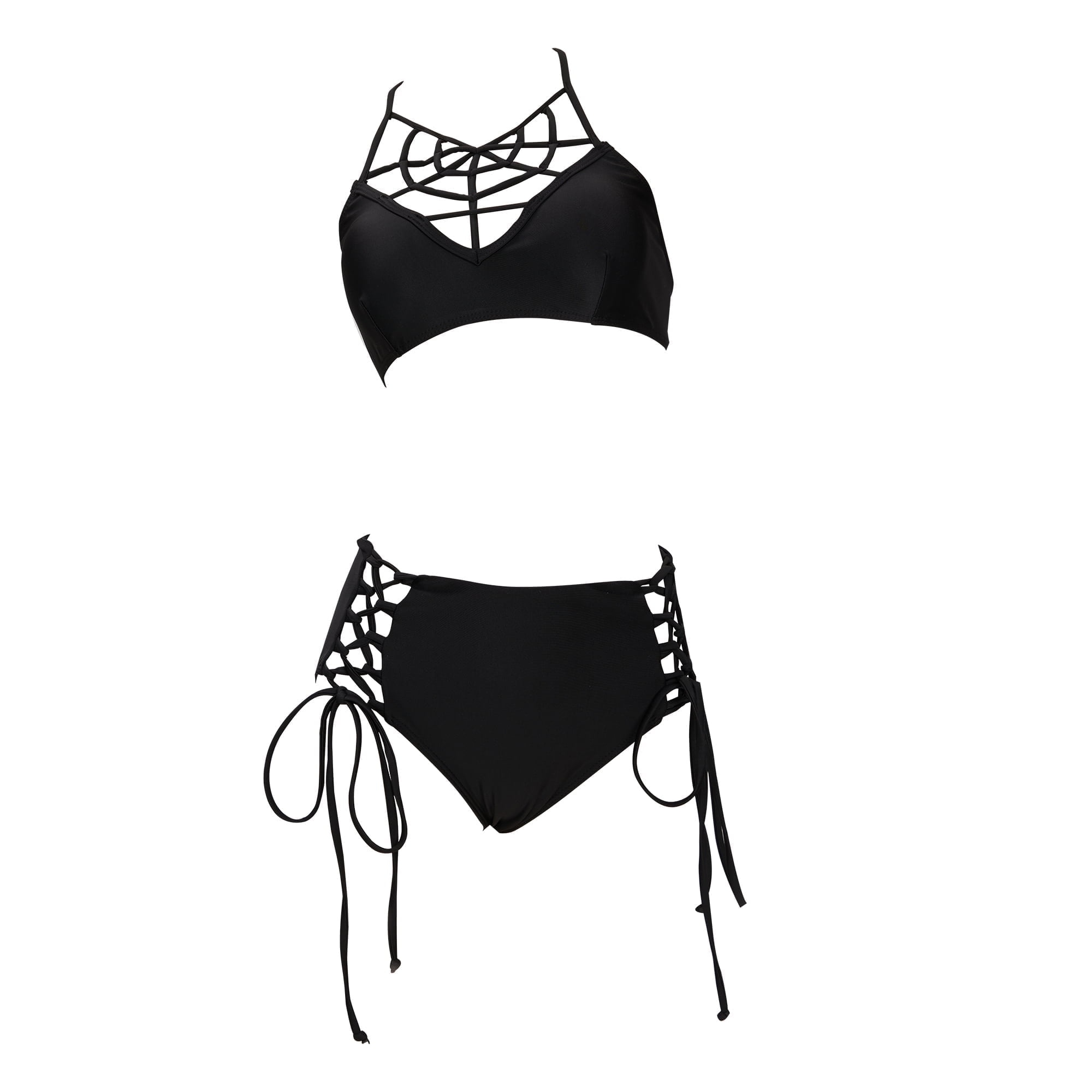 MEOWCOS Gothic Swimsuits for Women Two-piece Back Cross Straps Bathing ...