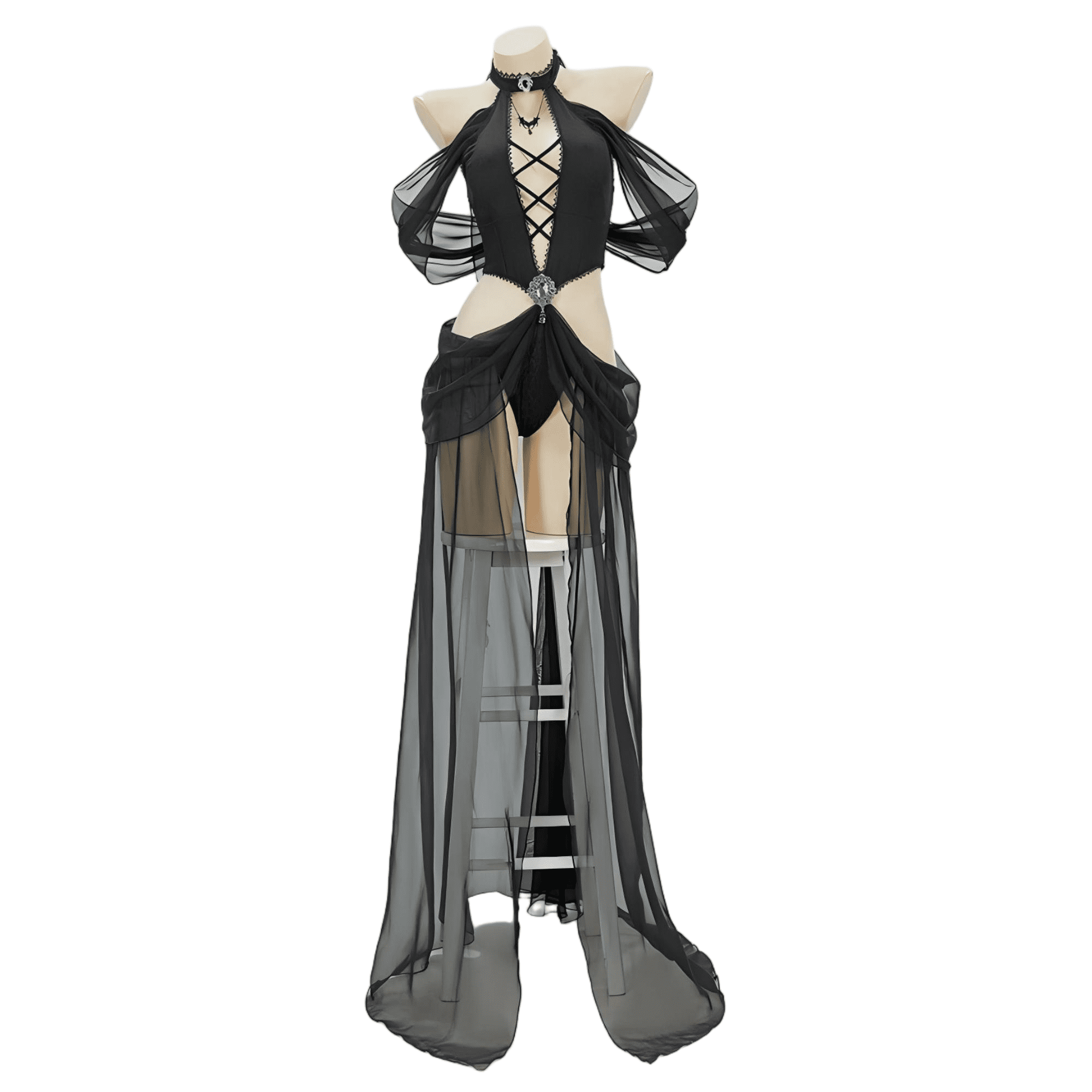 MEOWCOS Women's Gothic Elf Style Sexy Bodysuit with Sleeves and ...
