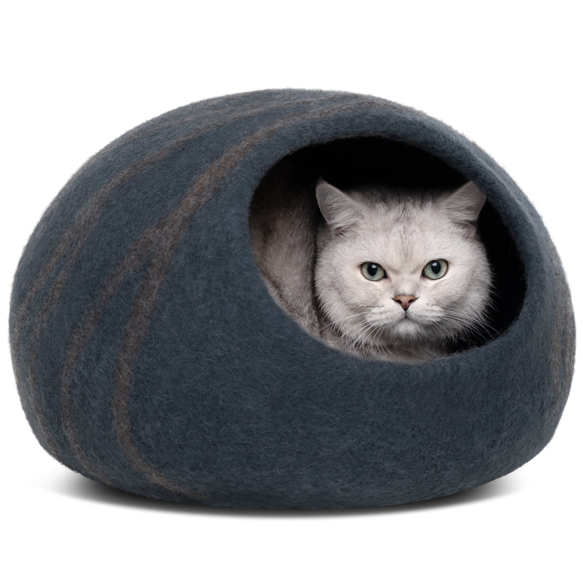 MEOWFIA Cat Bed for Medium Cats - Wool Cat Cave Bed - Slate Grey ...