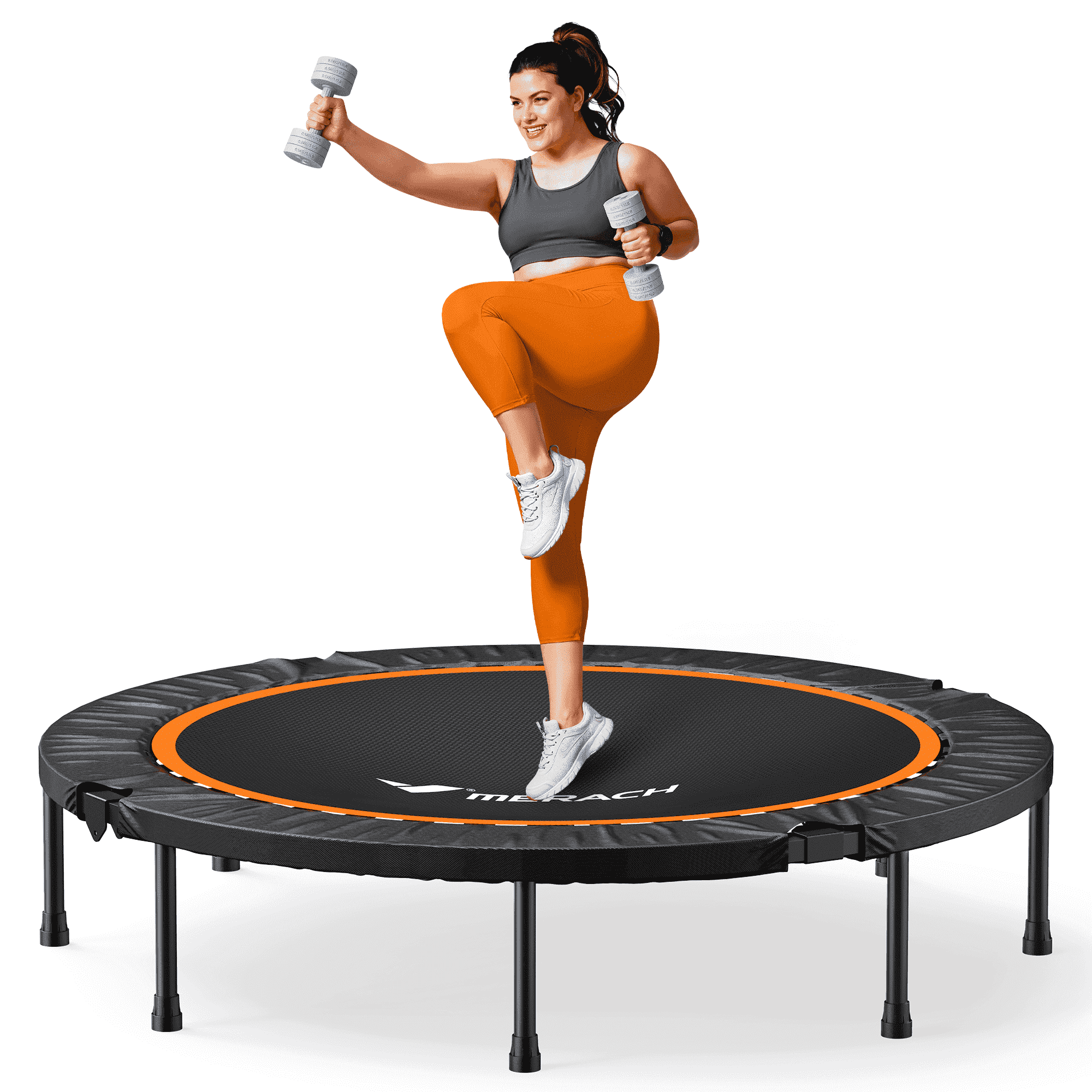 MERACH 48" Mini Trampoline for Adults & Kids, Indoor/Outdoor Rebounder ...