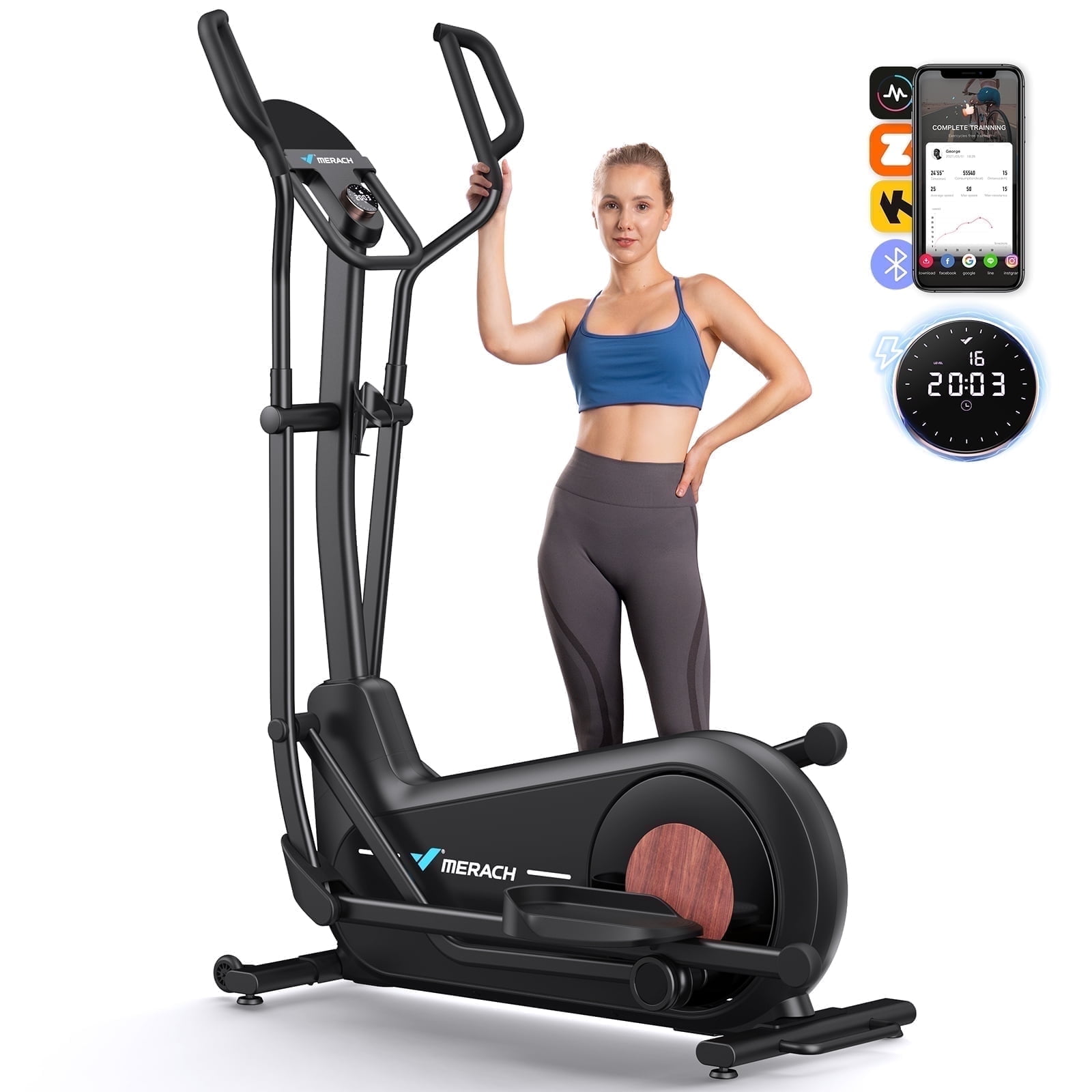 MERACH Self-Powered Elliptical Exercise Machine, 16-Level Auto ...