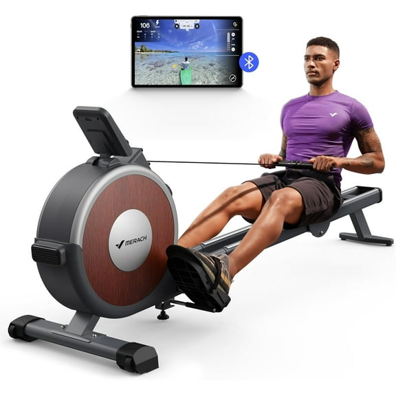 YOSUDA Home Water Rower Machine, 350 lbs Max Weight, with LCD Display ...