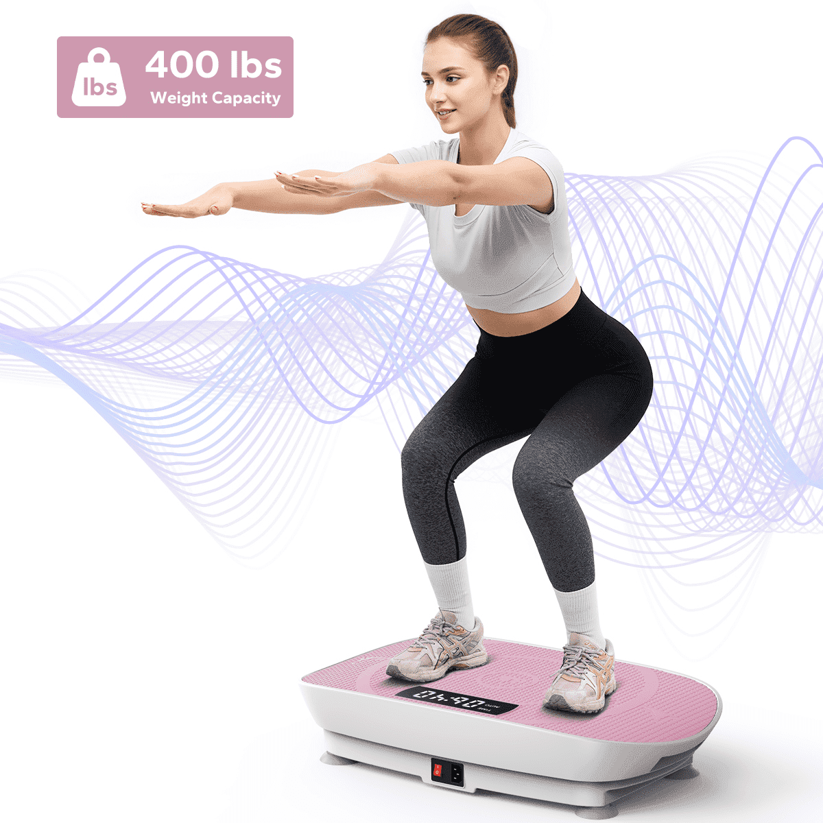MERACH Vibrating Muscle Toner, Pink Vibration Plate, 300lbs Weight Loss ...
