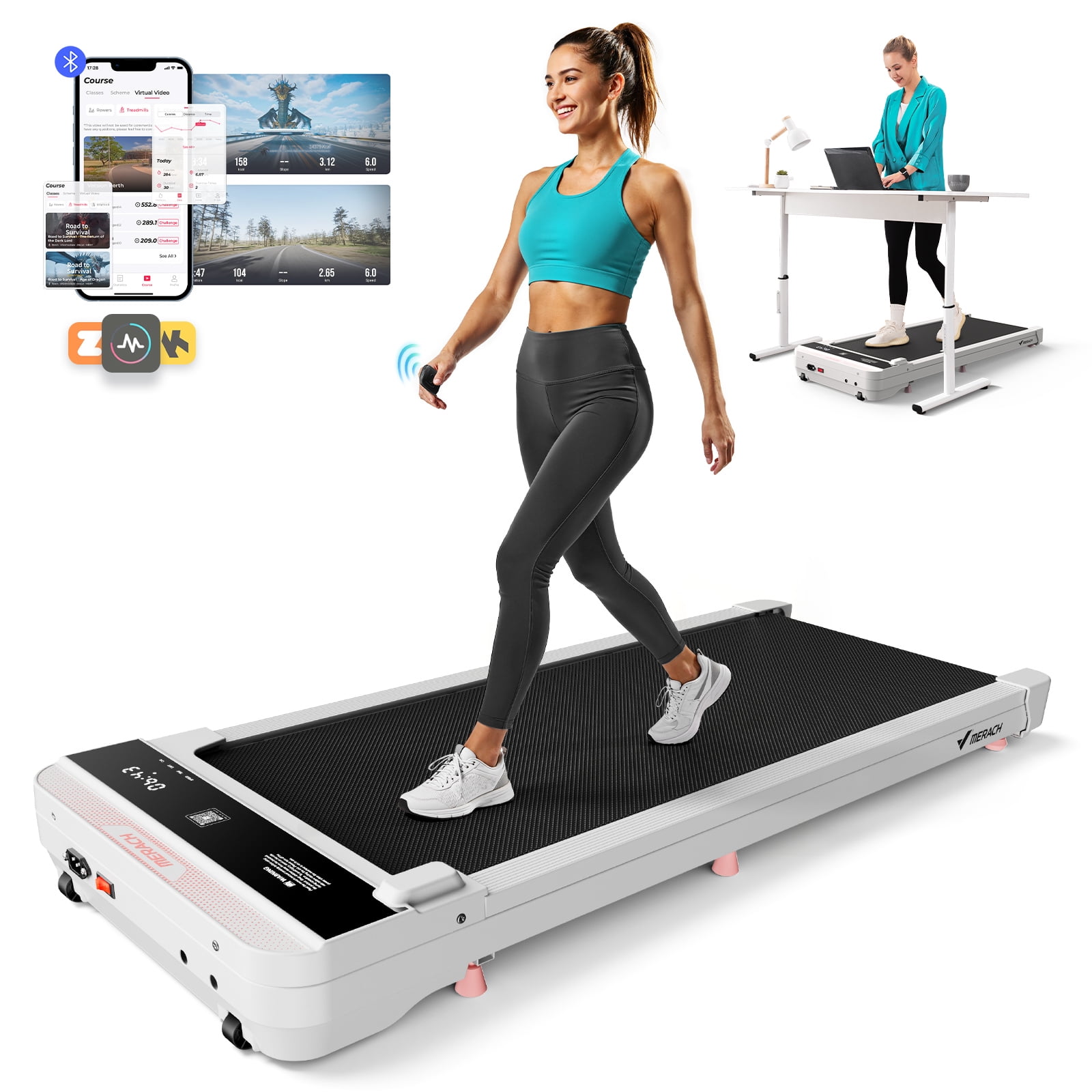 MERACH T19 Walking Pad Treadmill, 2.25Hp, 2 in 1, LED Display, 0.6-3.8 ...