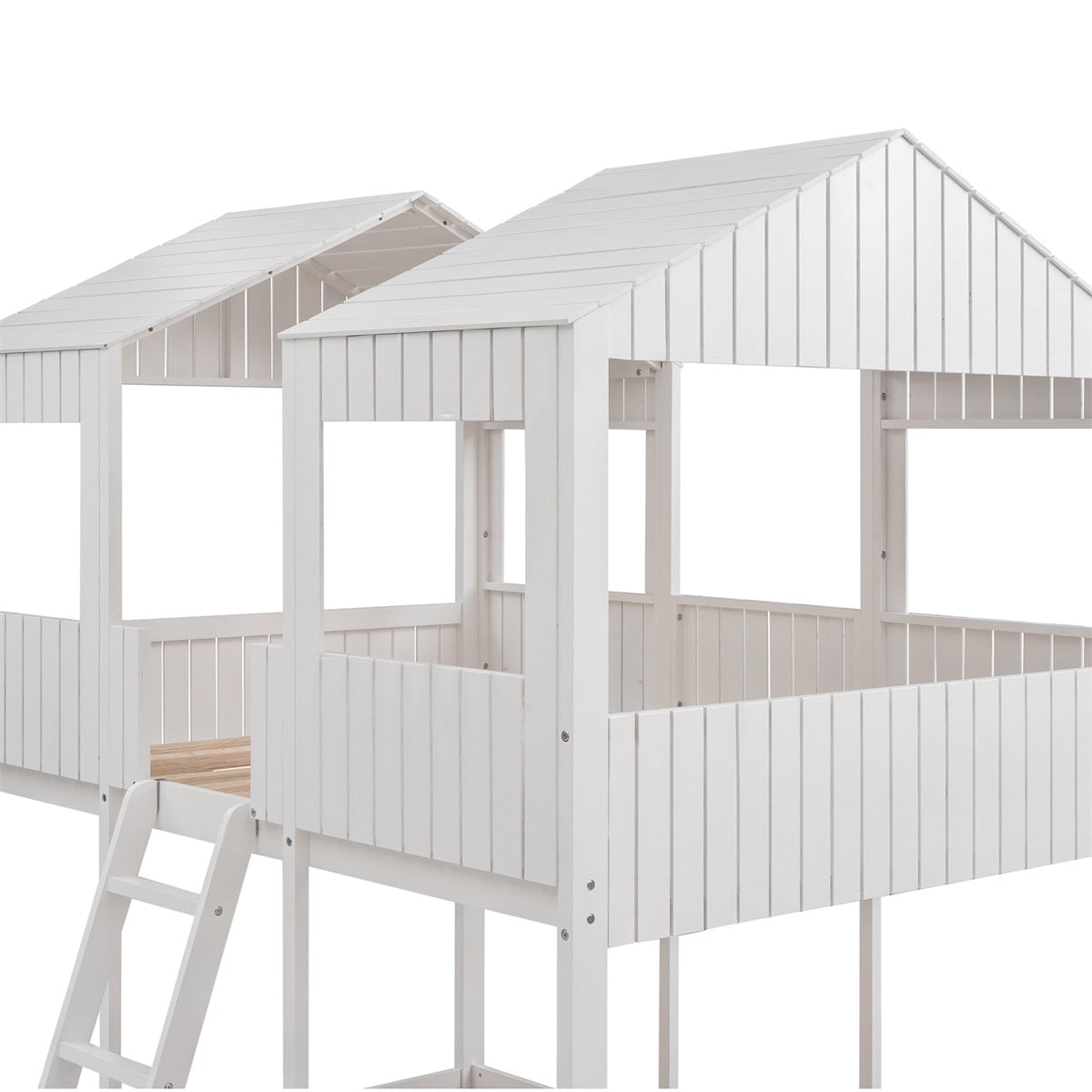MERAX Full over Full Wood Tower Bunk Bed with Roof White - Walmart.com