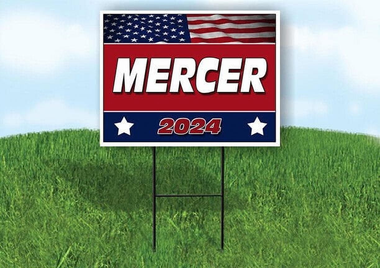 MERCER FLAG RED 2024 18inx24in Yard Road Sign w/ Stand - Walmart.com