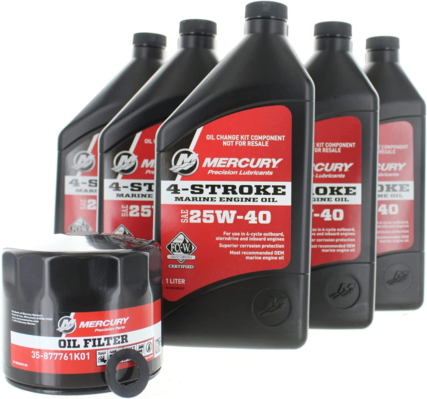MERCURY 25w-40 Oil Change and Filter Kit 75-90-115hp Four Stroke ...