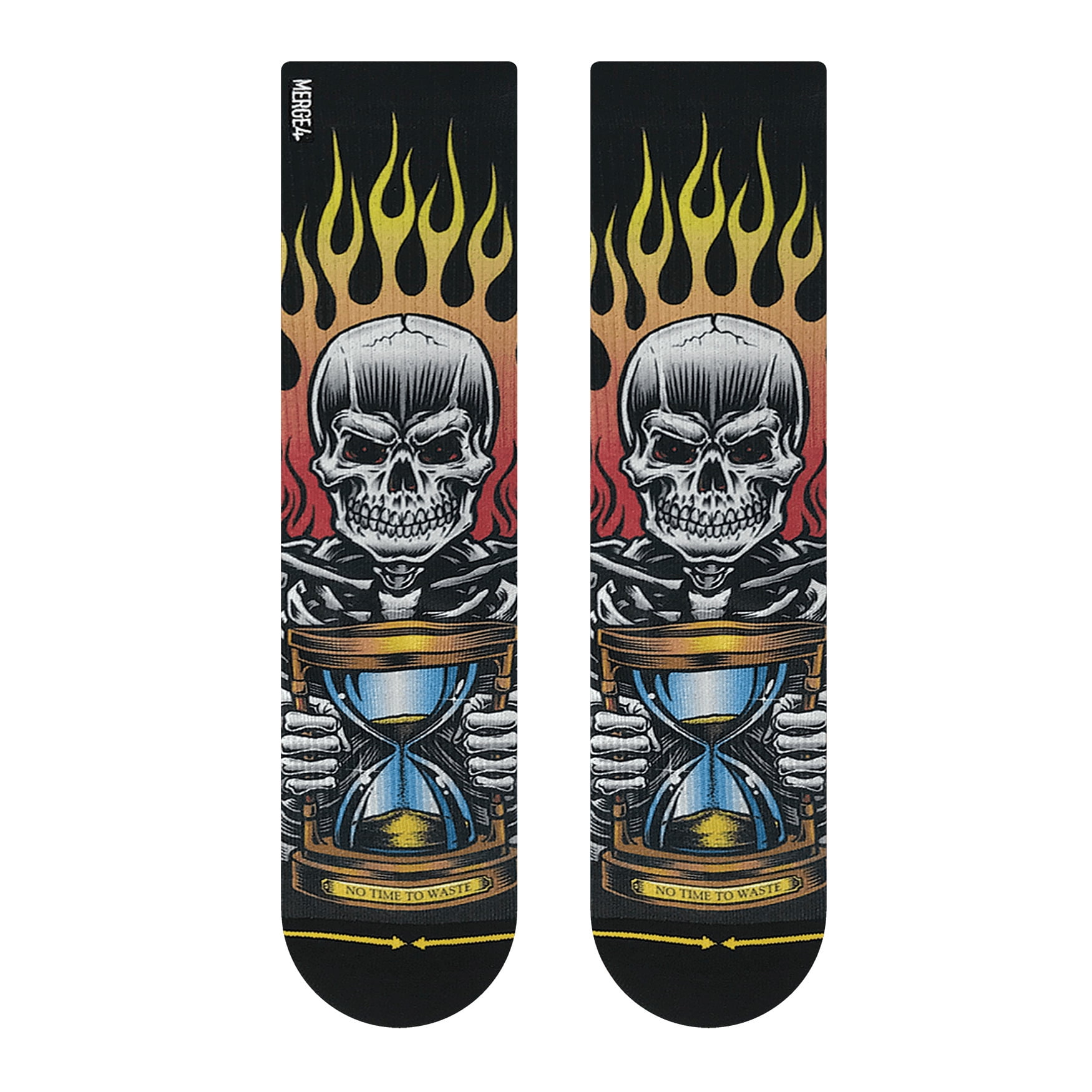 MERGE4 No Time To Waste Medium Crew Socks for Men and Women Black Red ...