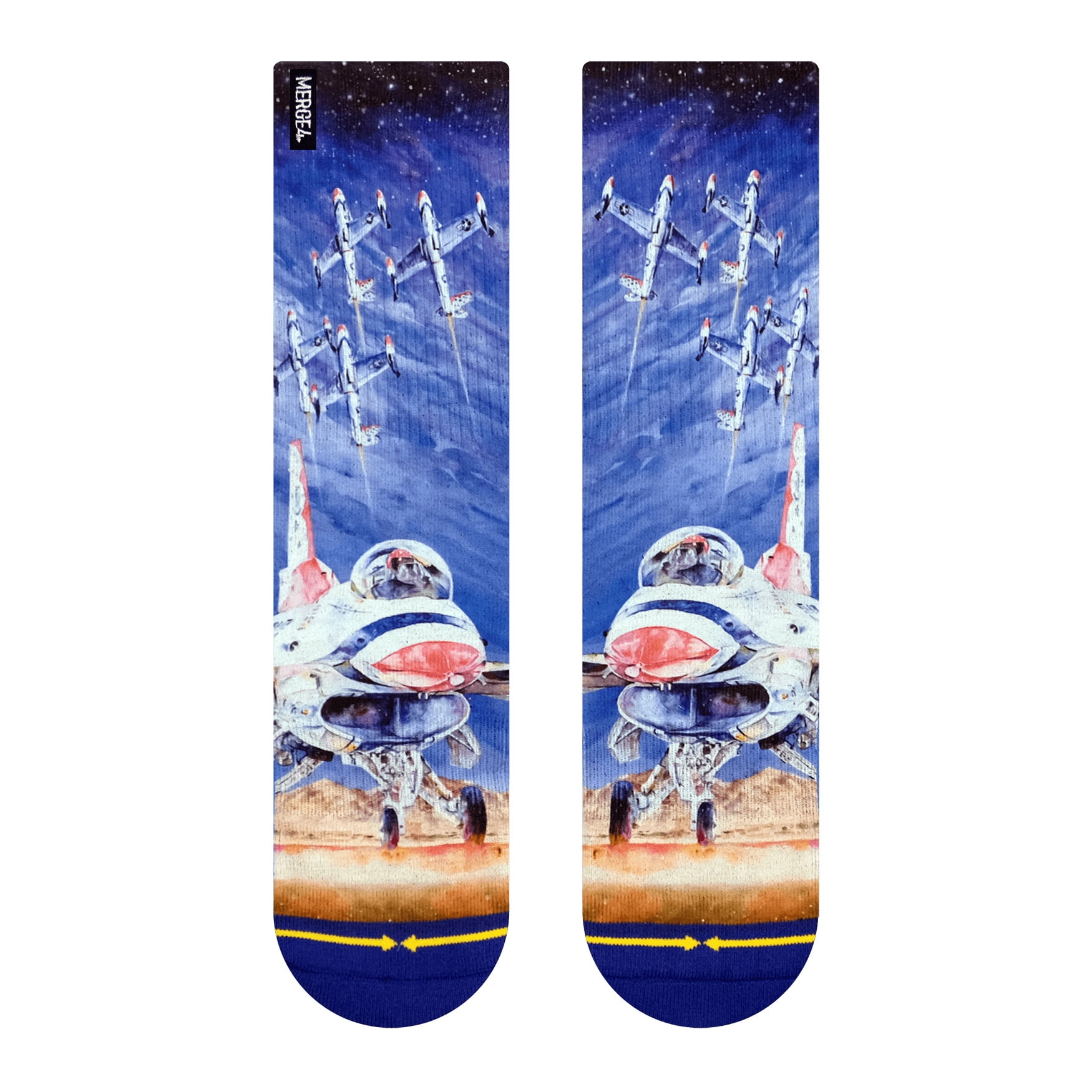 MERGE4 Thunderbirds! Large Crew Socks for Men and Women Blue Fighter ...