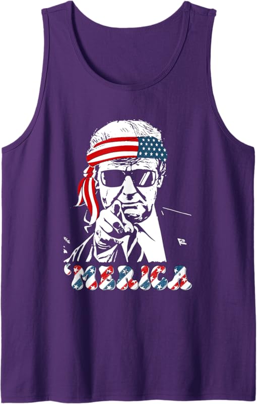 'MERICA TRUMP Happy 4th Of July Trump American Flag Tank Top - Walmart.com
