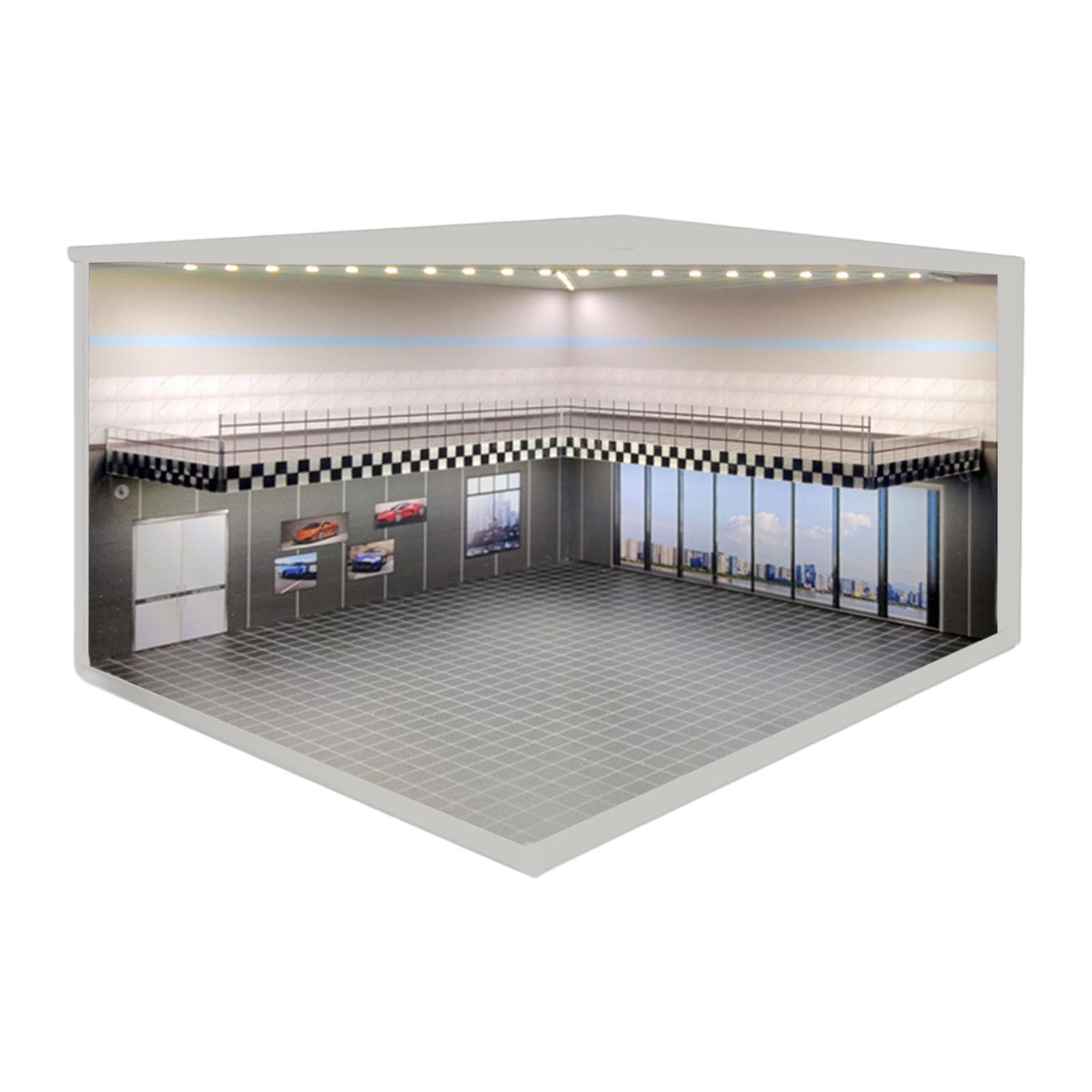 MERIGLARE 1:64 Car Model Parking Lot LED Display Case Backdrop Vehicle ...
