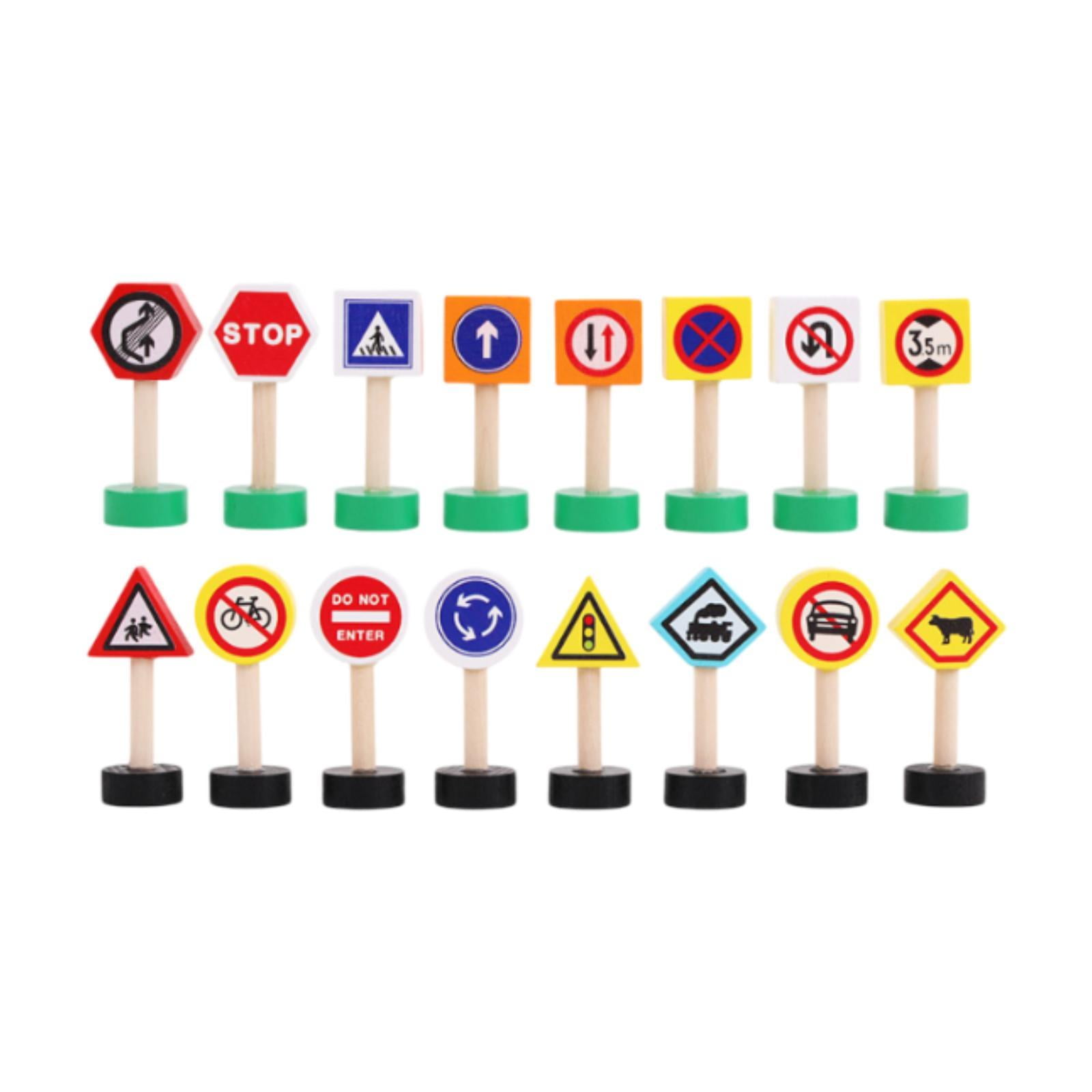 MERIGLARE 16 Pieces Wooden Street Signs Road Signs Train Track ...