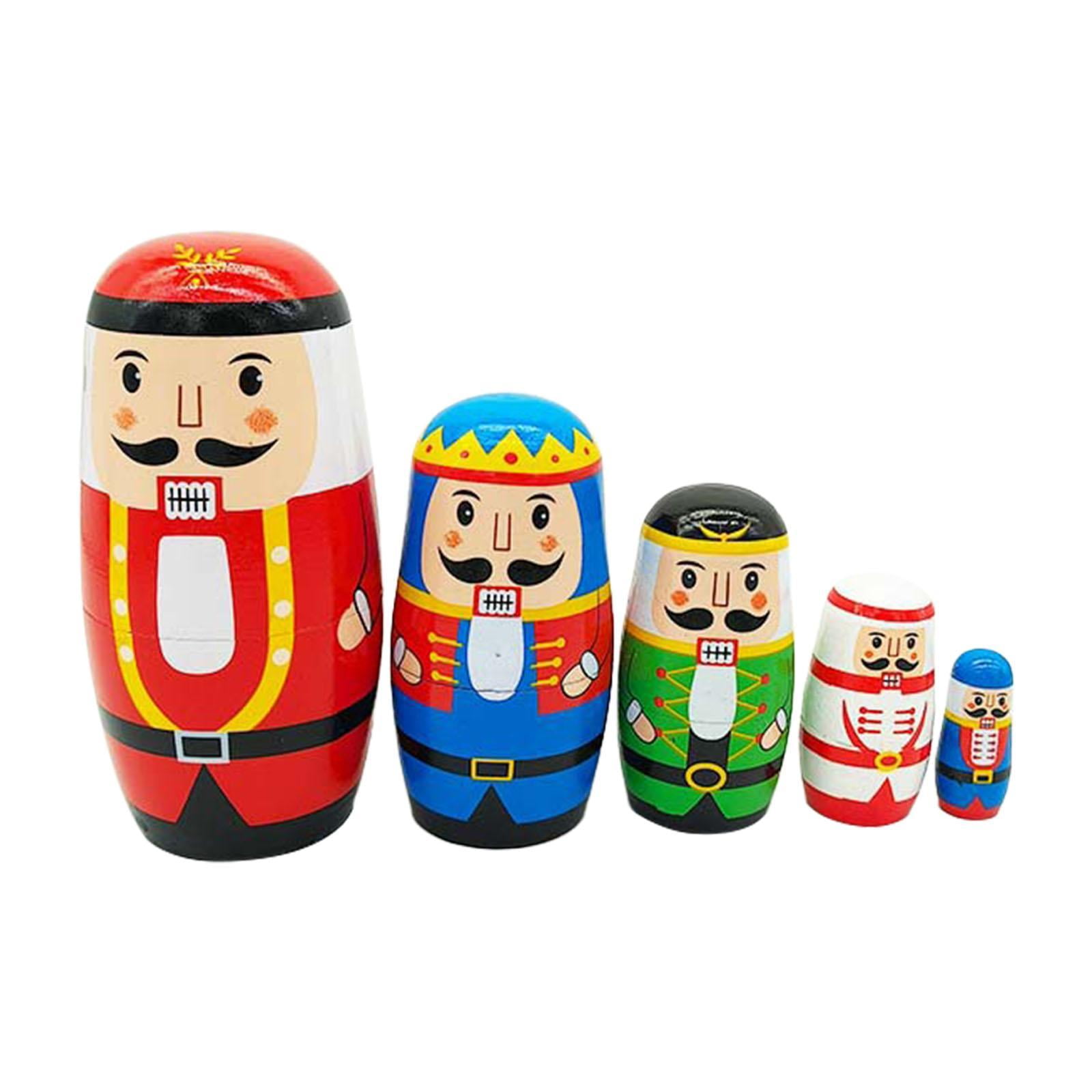 MERIGLARE 5 Layer Christmas Wooden Nesting Doll Nesting Wishing Dolls ...