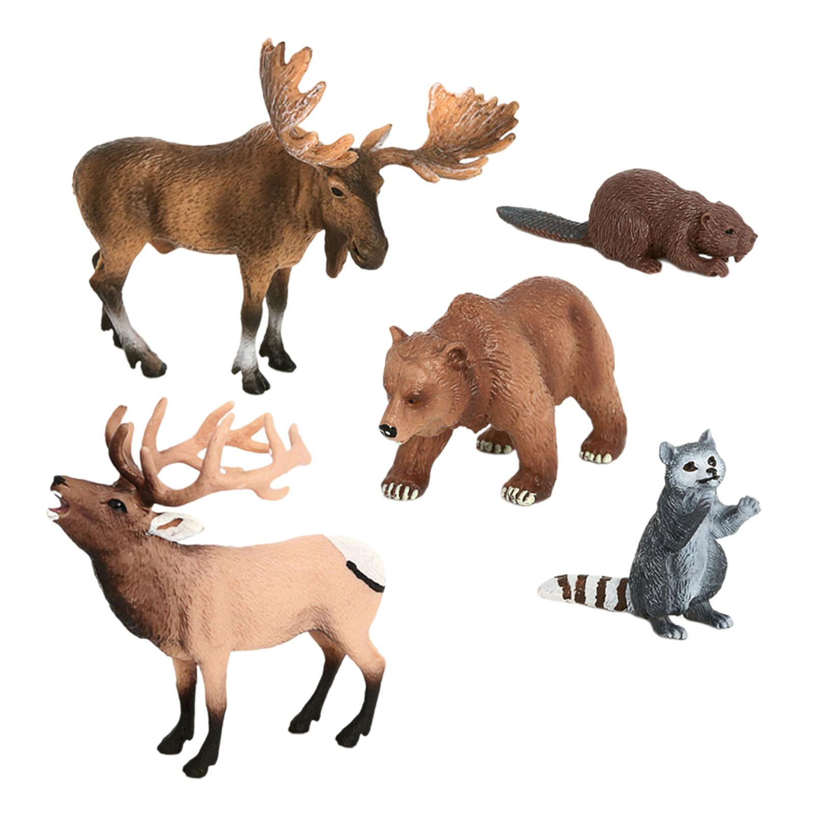 MERIGLARE 5 Pieces Animals Figurines Woodland Animals Model Desktop ...