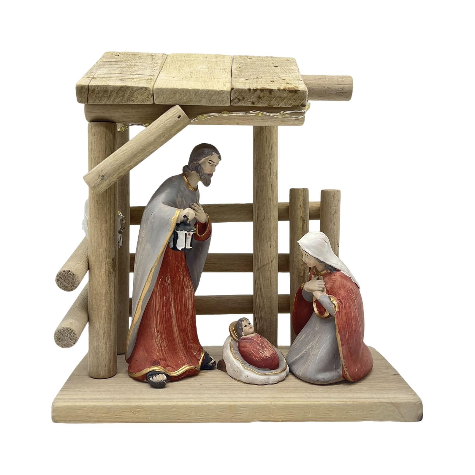 MERIGLARE Christmas Nativity Scene Statue Tabletop Ornament with Light ...
