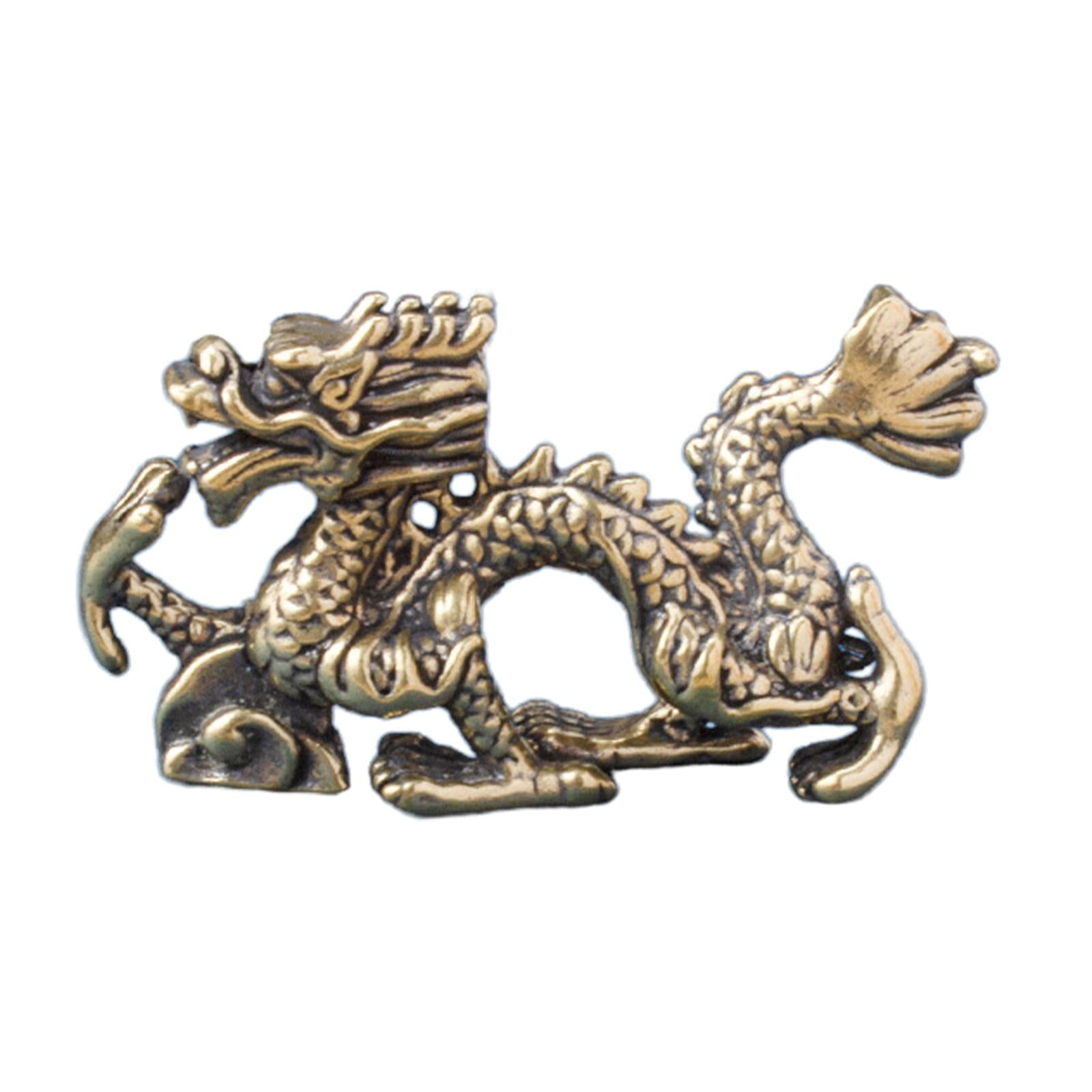 MERIGLARE Dragon Figurine Mini Dragon Ornament Brass Animal Statue ...