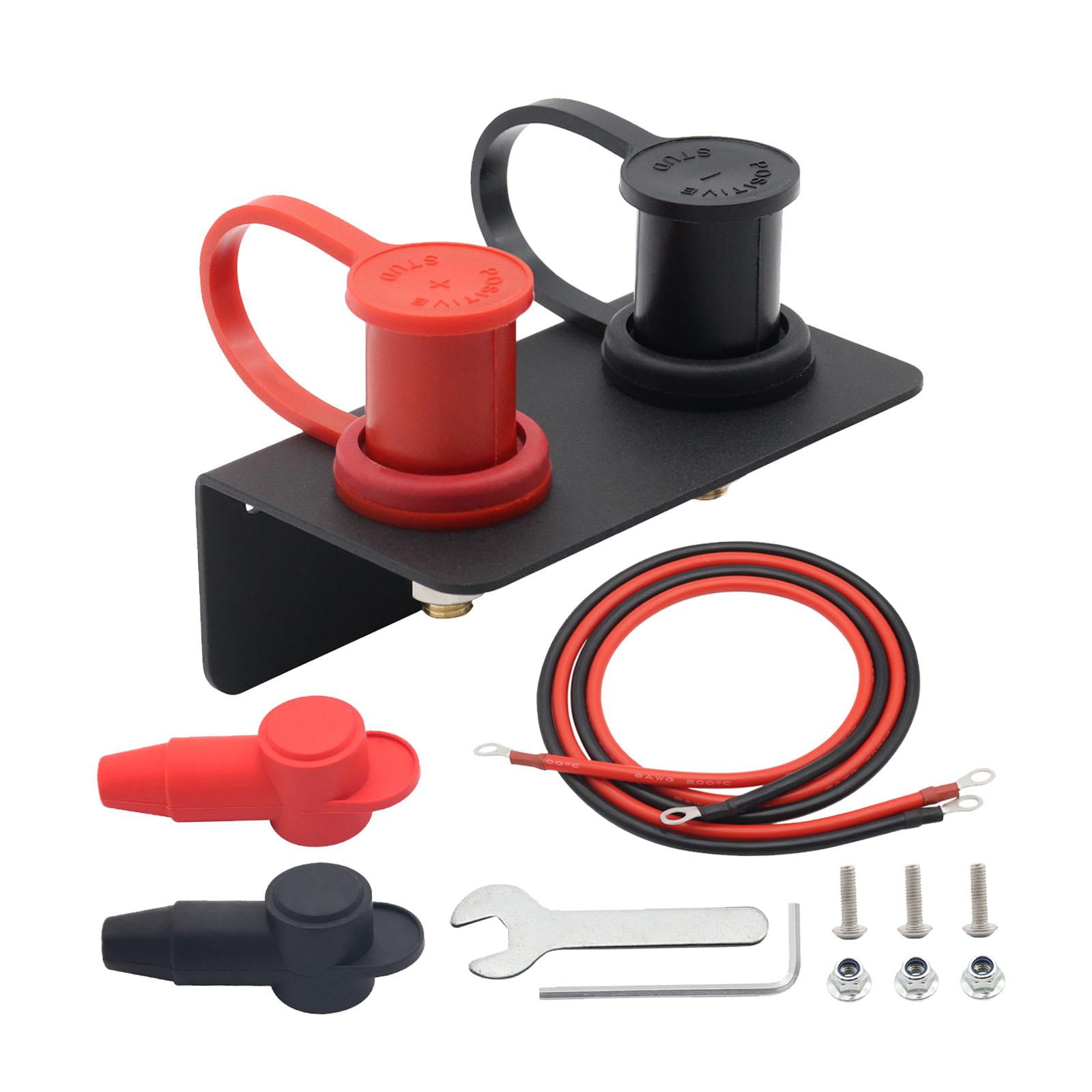 MERIGLARE Remote Battery Terminals Set Battery Charger Jumper Posts 250A 3/8" Stud, Battery Jump ...